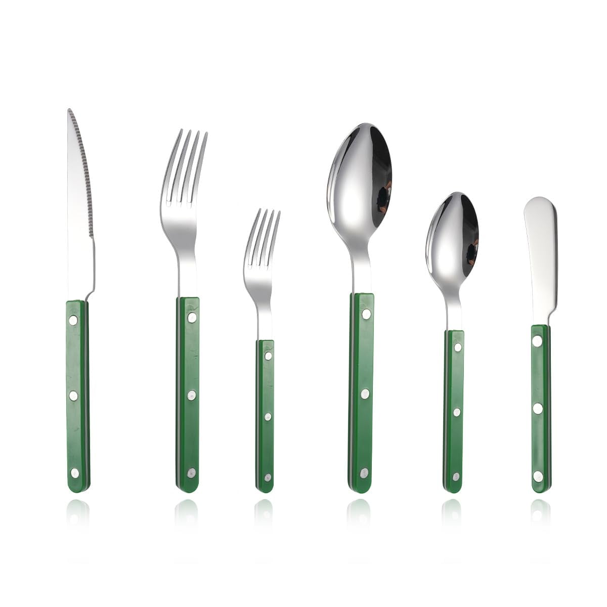 HPZZ Rivet ABS Clamp Handle Silverware Set - 6-Piece Stainless Steel ...