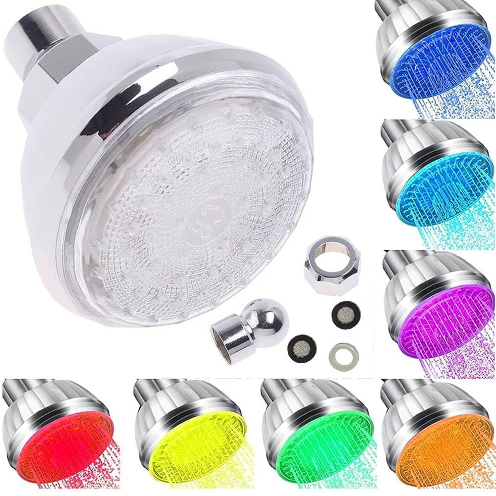 HPZZ Shower Head, LED Showerhead, 7 Color Flash Light Automatically ...