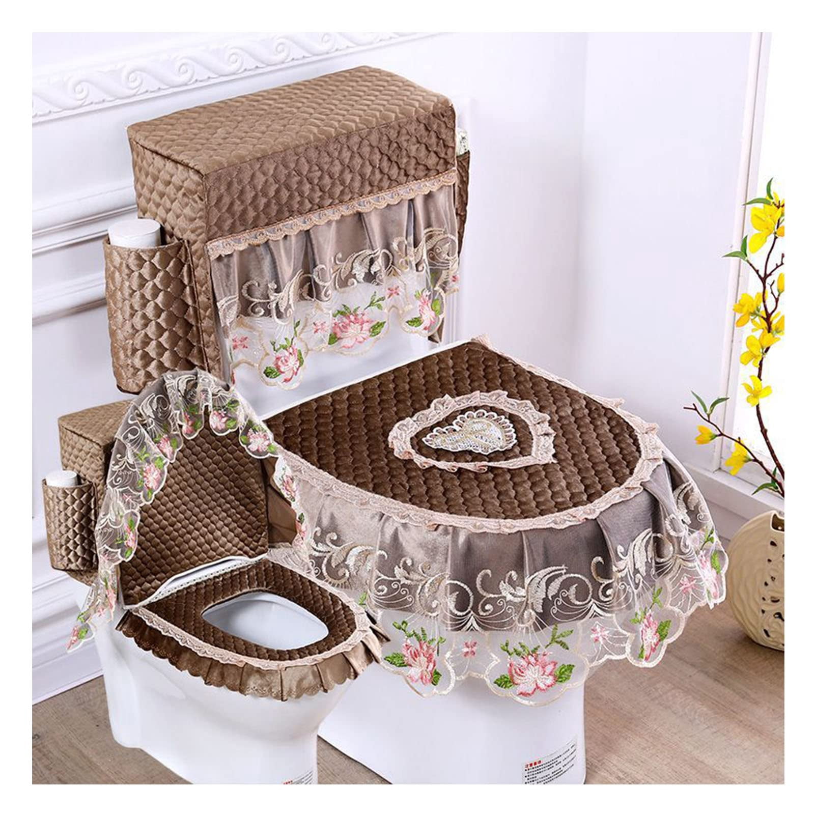 HPZZ Soft Lace toilet lid, tank, seat top cover 3 piece set Toilet seat ...