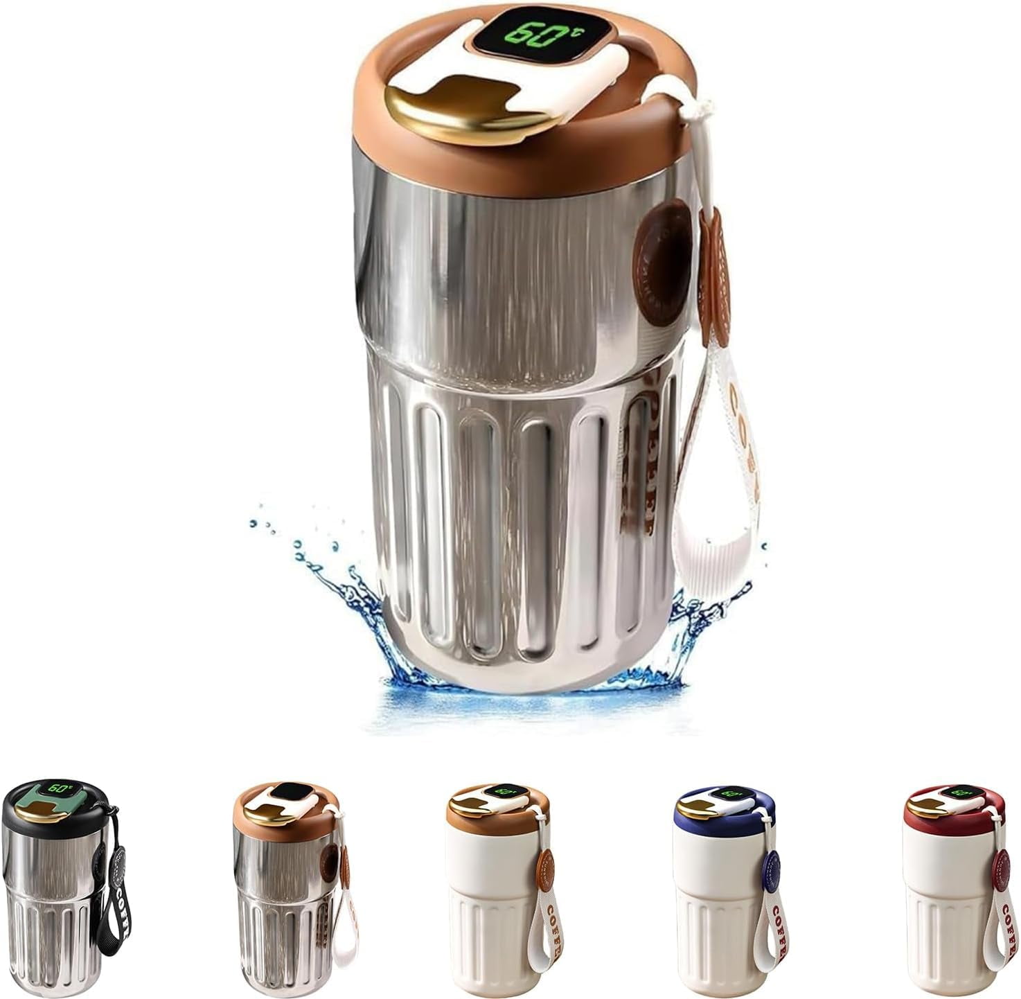 HPZZ Temperature Display Water Bottle - Stainless Steel Double Wall ...