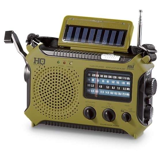 HQ ISSUE Solar & Hand Crank Powered Emergency Radio with AM/FM, NOAA ...