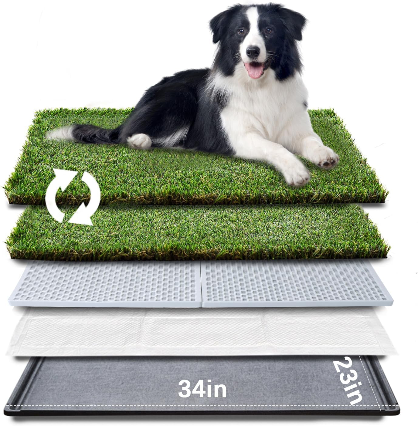 HQ4us Dog Grass Pad with Tray Medium 31”×21” Dog Litter Box Toilet with ...