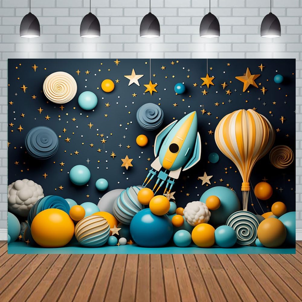 HQIAN Astronaut Happy Birthday Backdrop Party Decor Photography ...