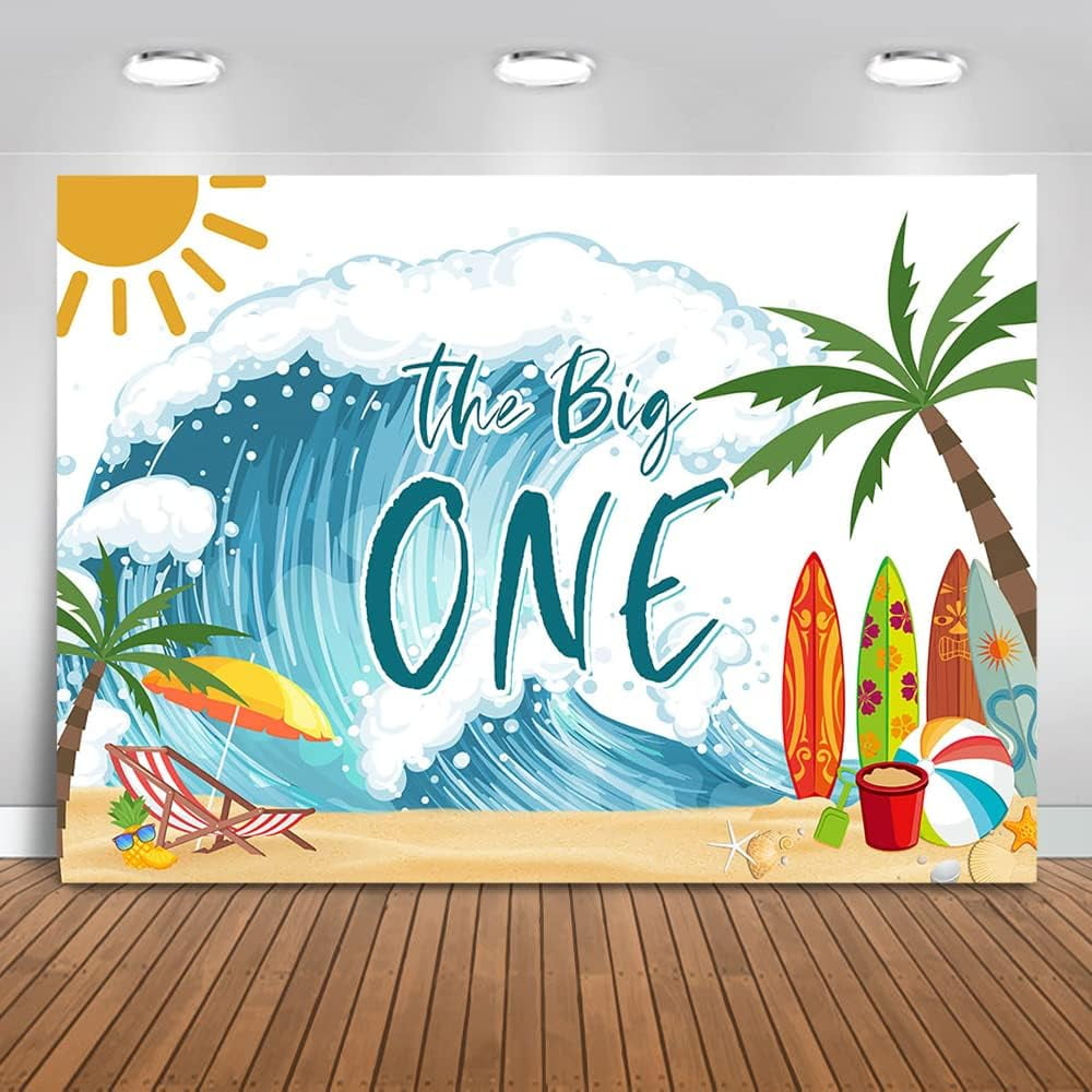 HQIAN The Big One Backdrop Surfing Boy 1st Birthday Background Sea ...