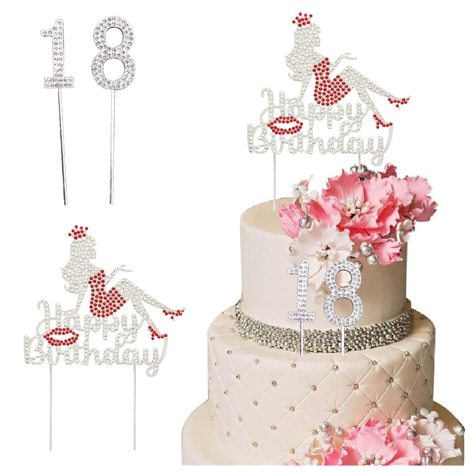 HQKJGSYX Happy Birthday Crown Cake Topper KKS1 Queen Lady Rhinestone ...