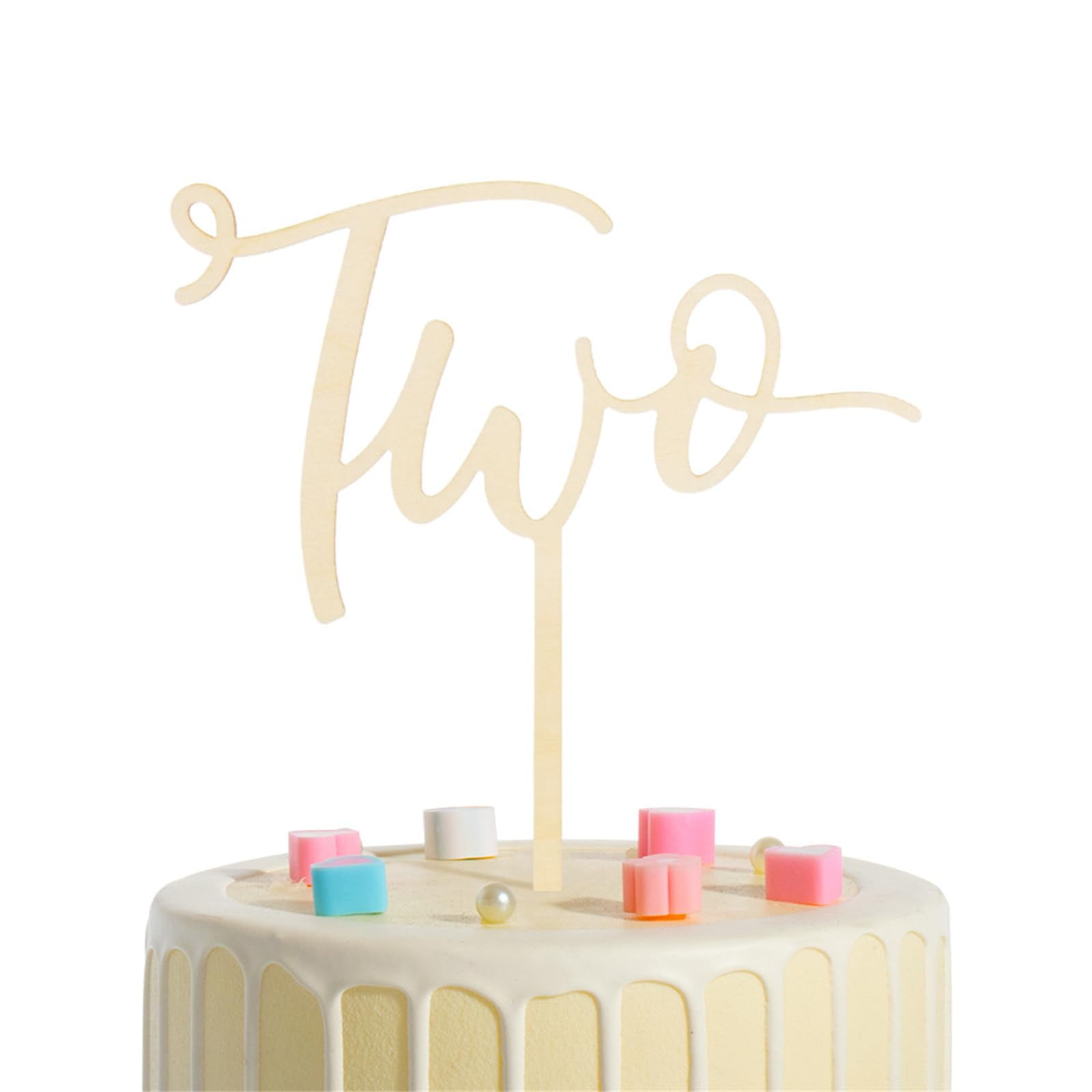 HQKJGSYX Wooden Two Cake Toppers Custom Cake H2FSDTopper Cake Topper ...