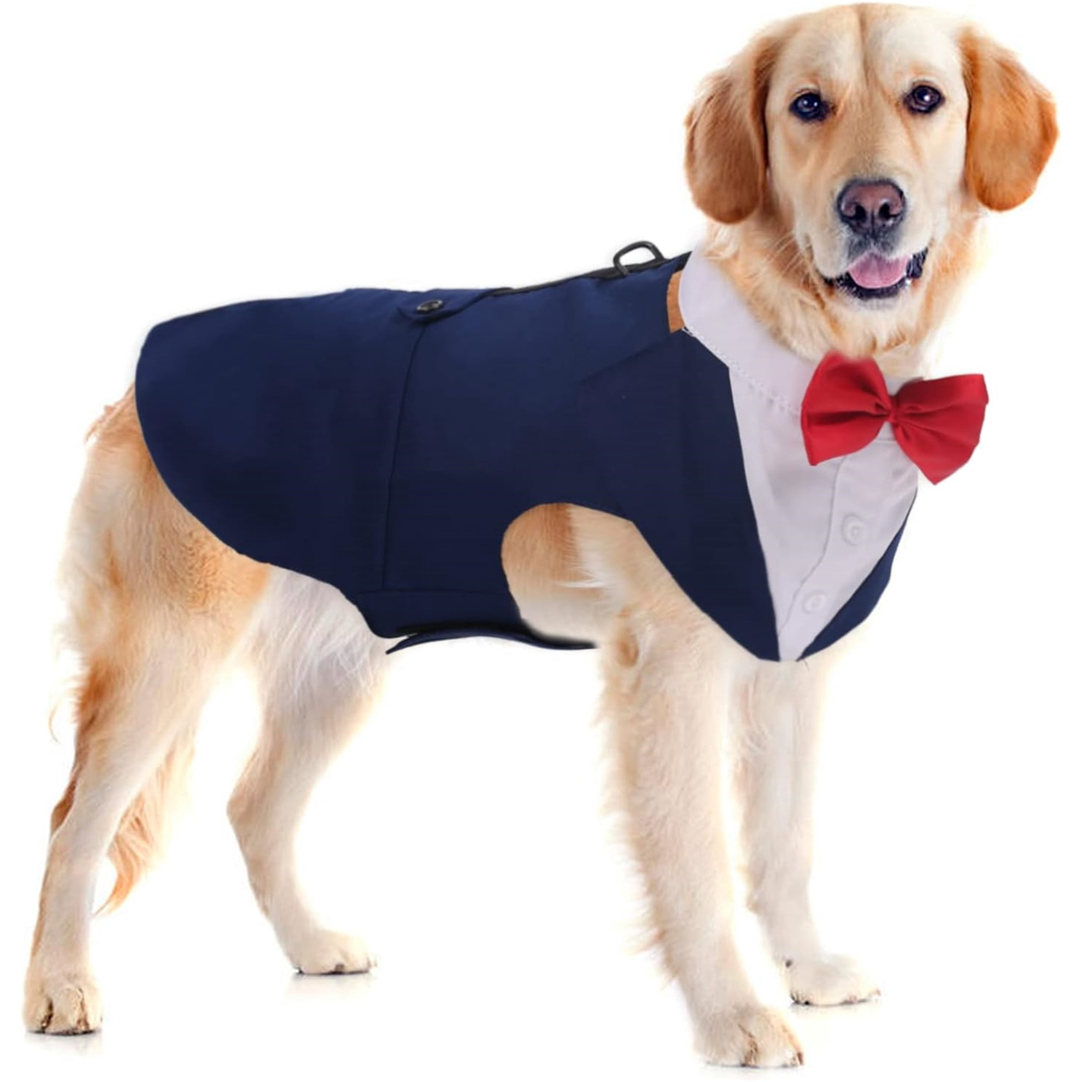 HQREA Dog Tuxedo Suit Formal Wedding Shirt with Bow Tie Holiday Wear ...