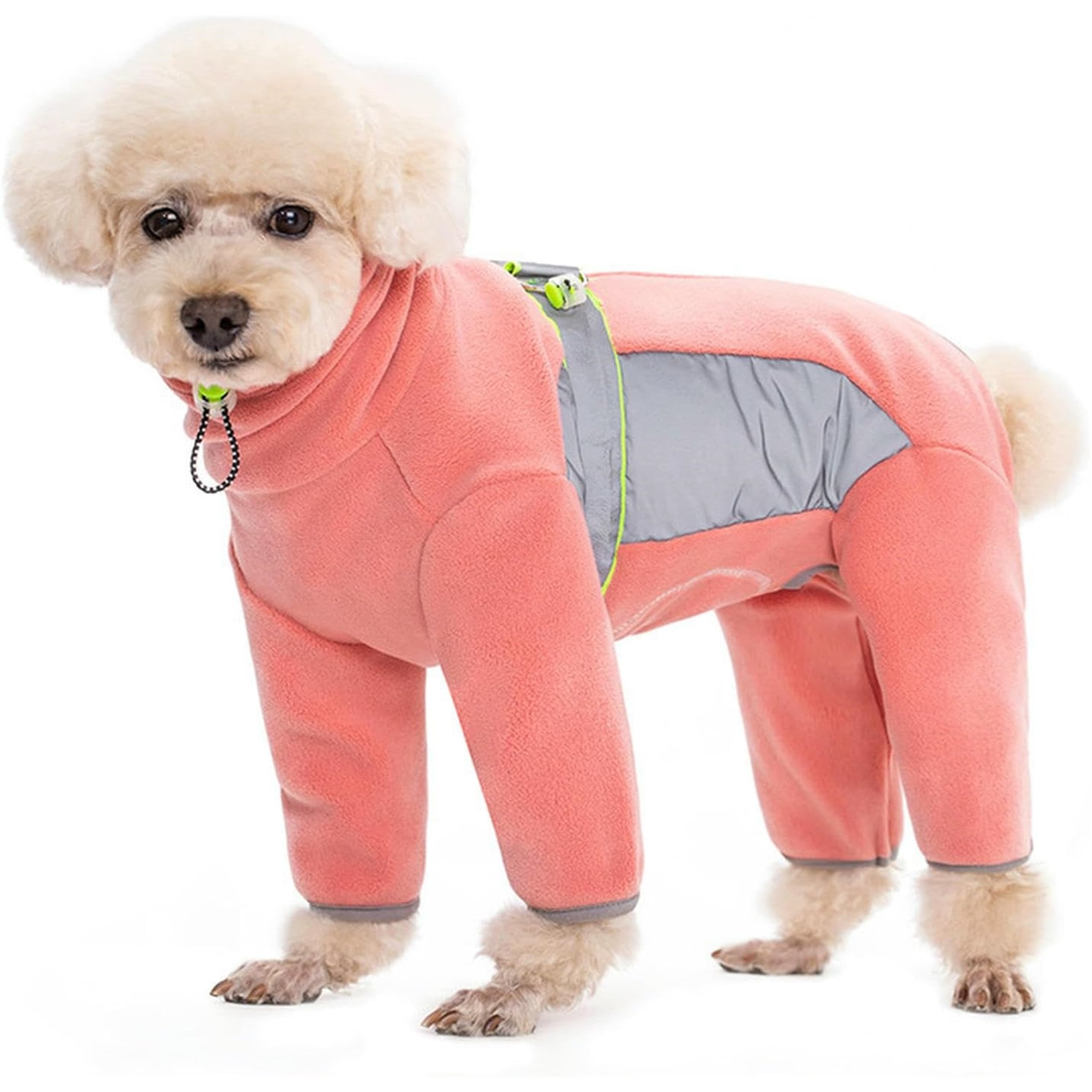 HQREA Fleece Dog Coat Bodysuit Full Body Pet Pajamas Jumpsuit with ...
