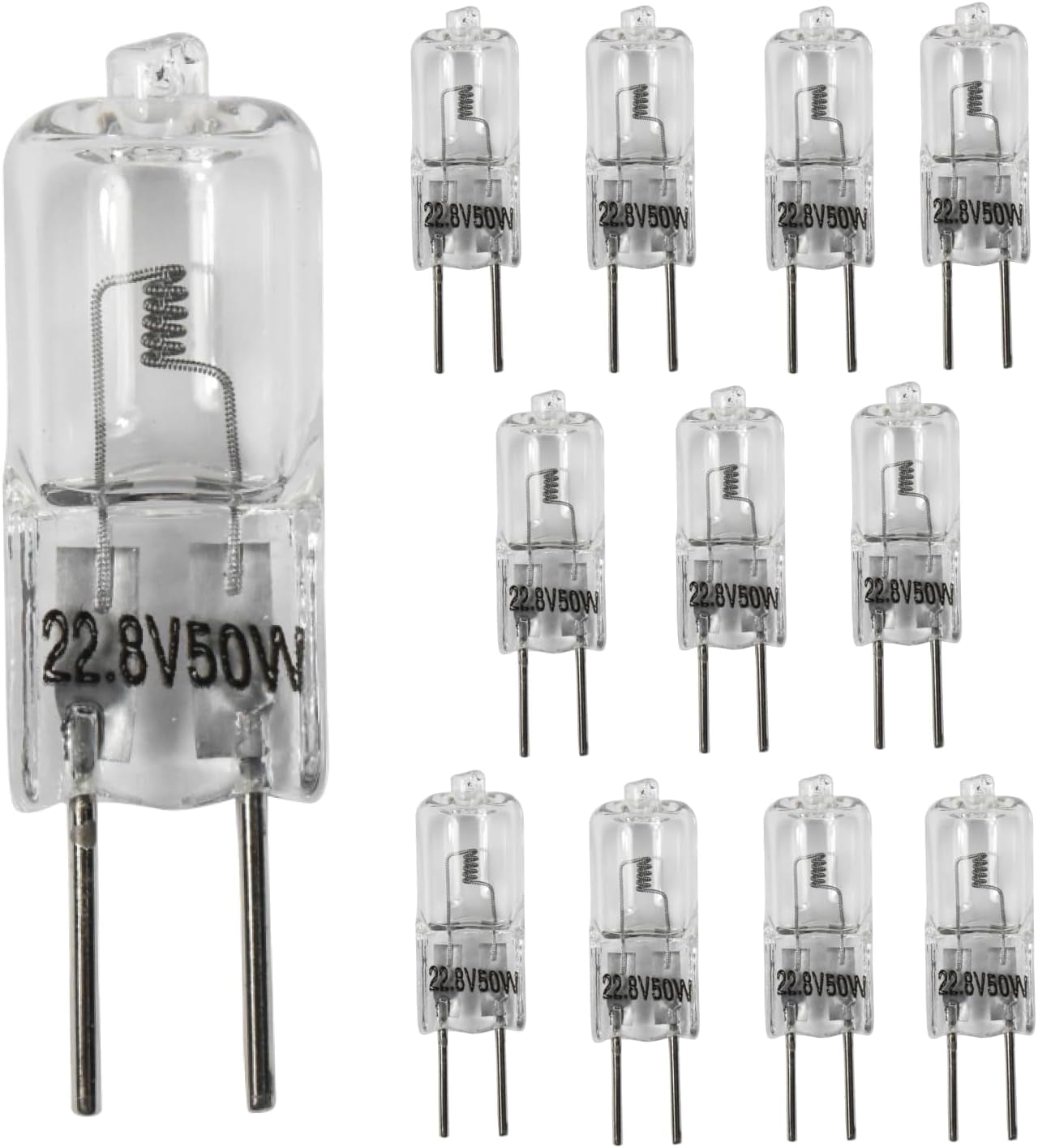 HQRP 12-Pack 22.8V 50W Halogen Bulb G6.35 Bipin Base Lamp Compatible ...