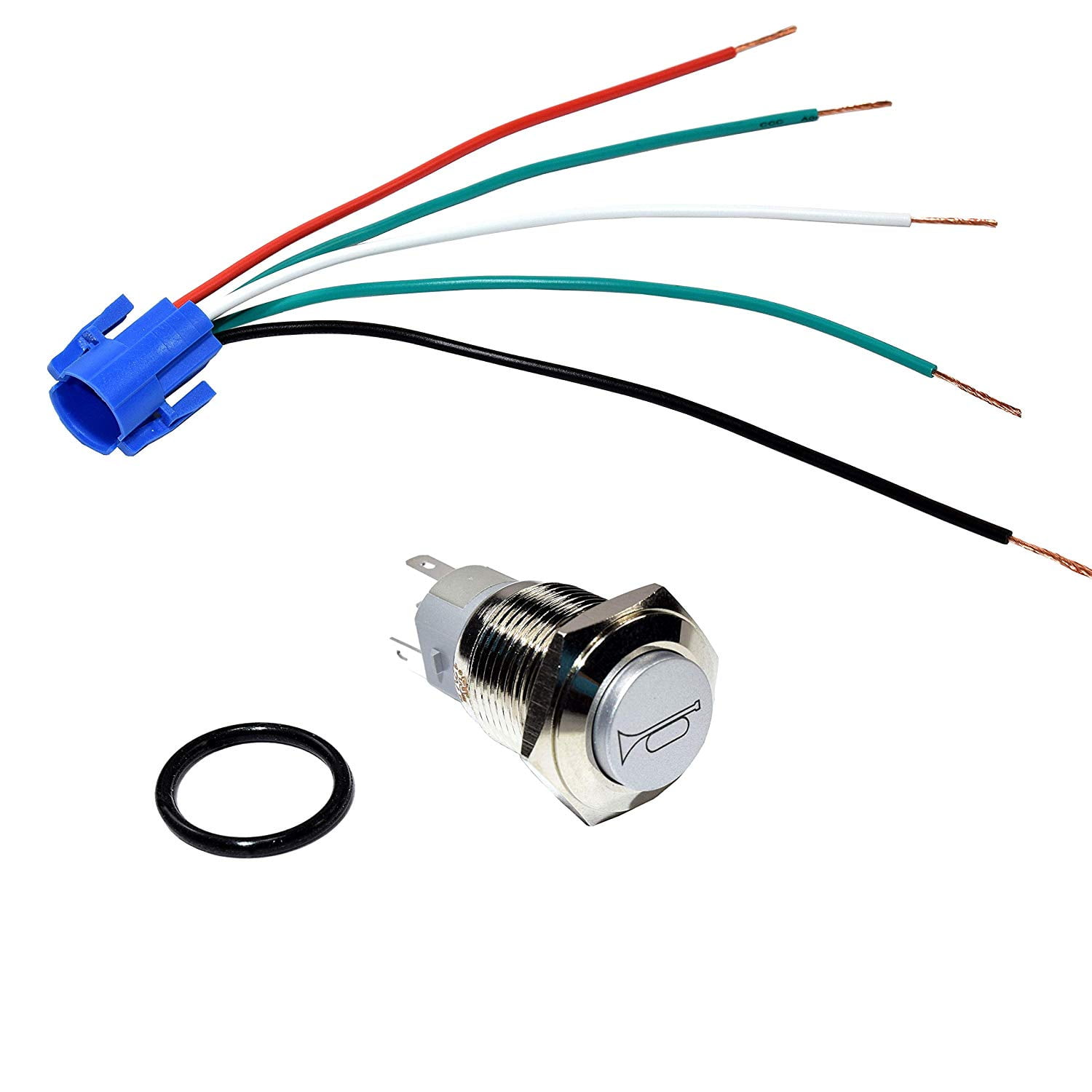 HQRP 12V Push Button Air Horn Switch with Wire Connector for Car, Truck ...