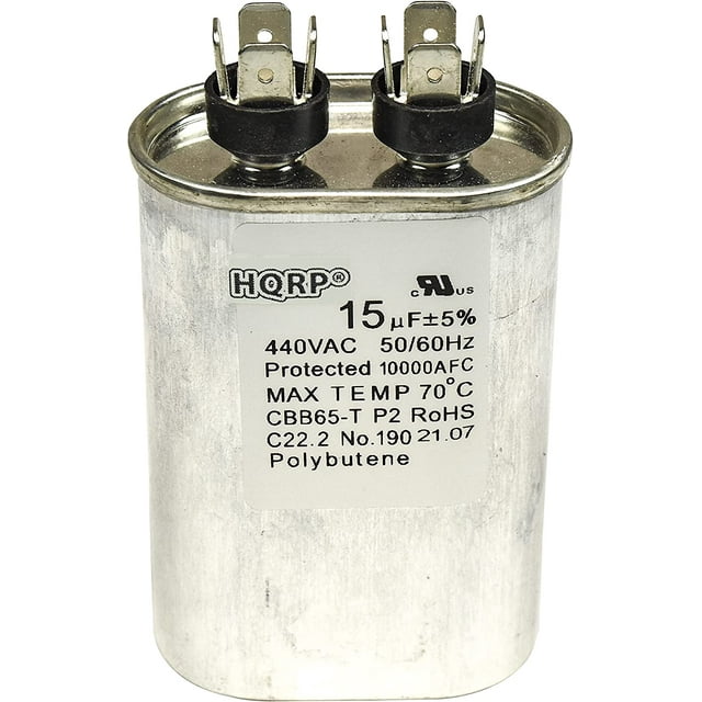 HQRP 15uf 370-440V Capacitor AC Electric Motor Run Start HVAC Blower ...