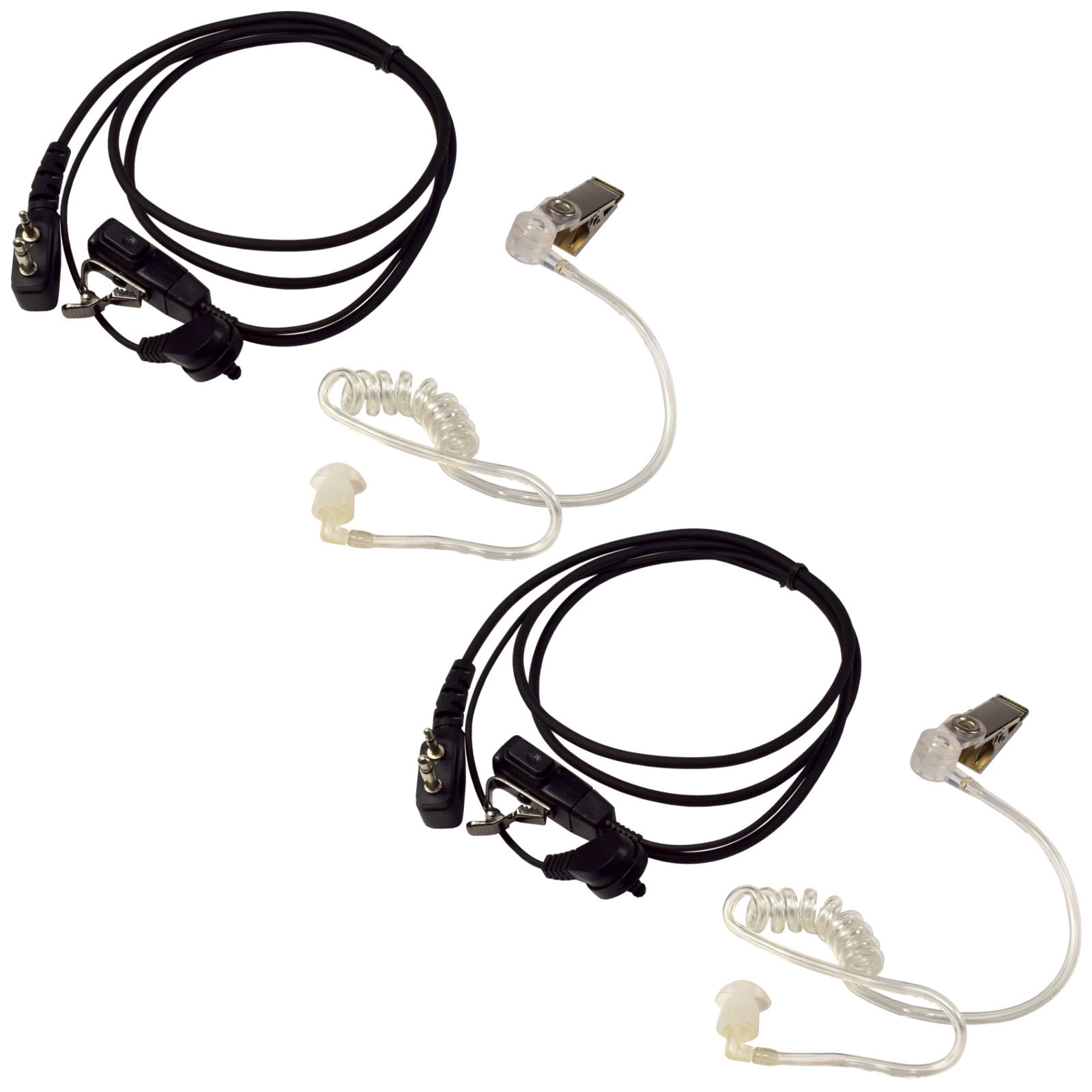 HQRP 2-Pack 2 Pin Acoustic Tube Earpiece Headsets Mic for Cobra Radio ...