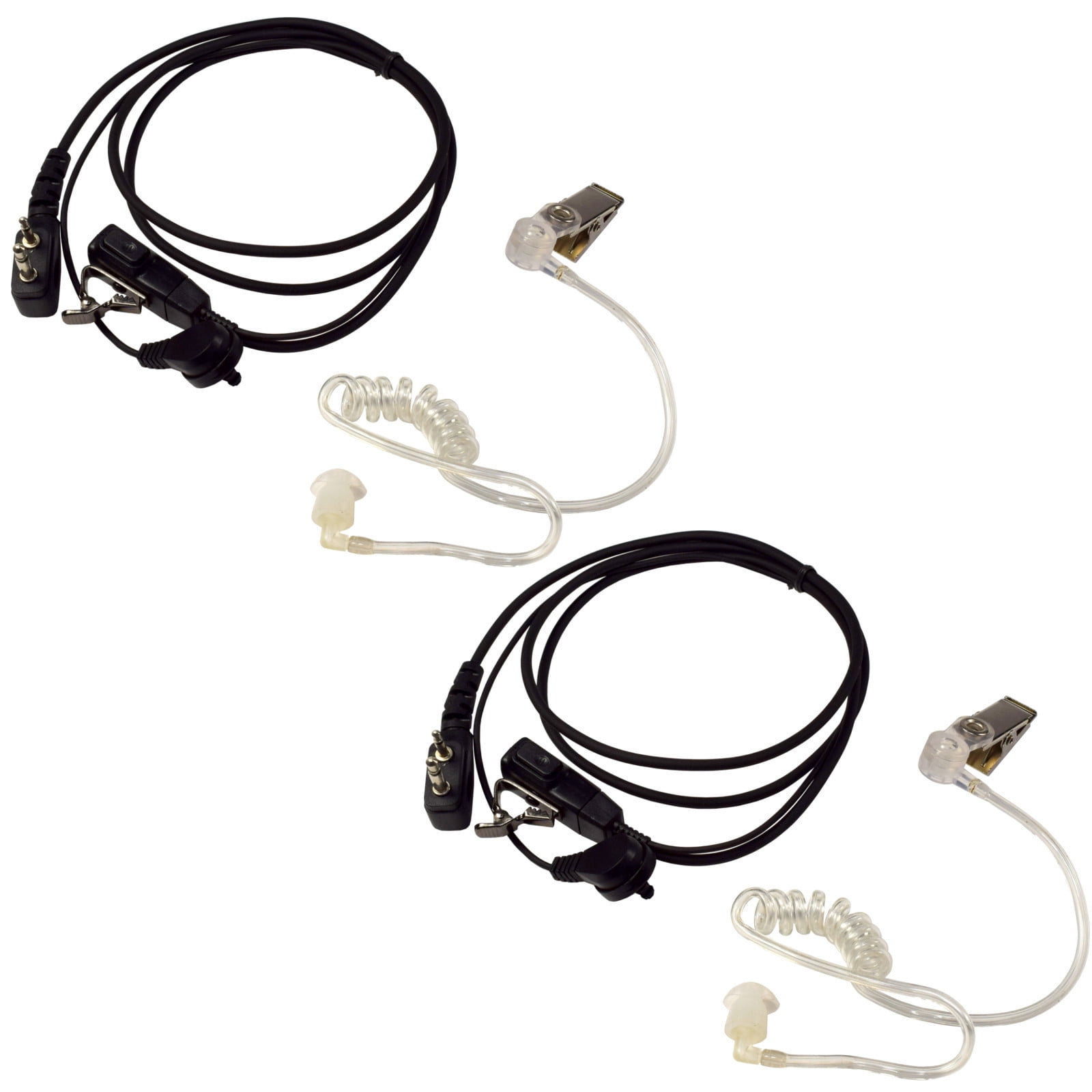 HQRP 2-Pack 2 Pin Acoustic Tube Earpiece Headsets Mic for Cobra Radio ...