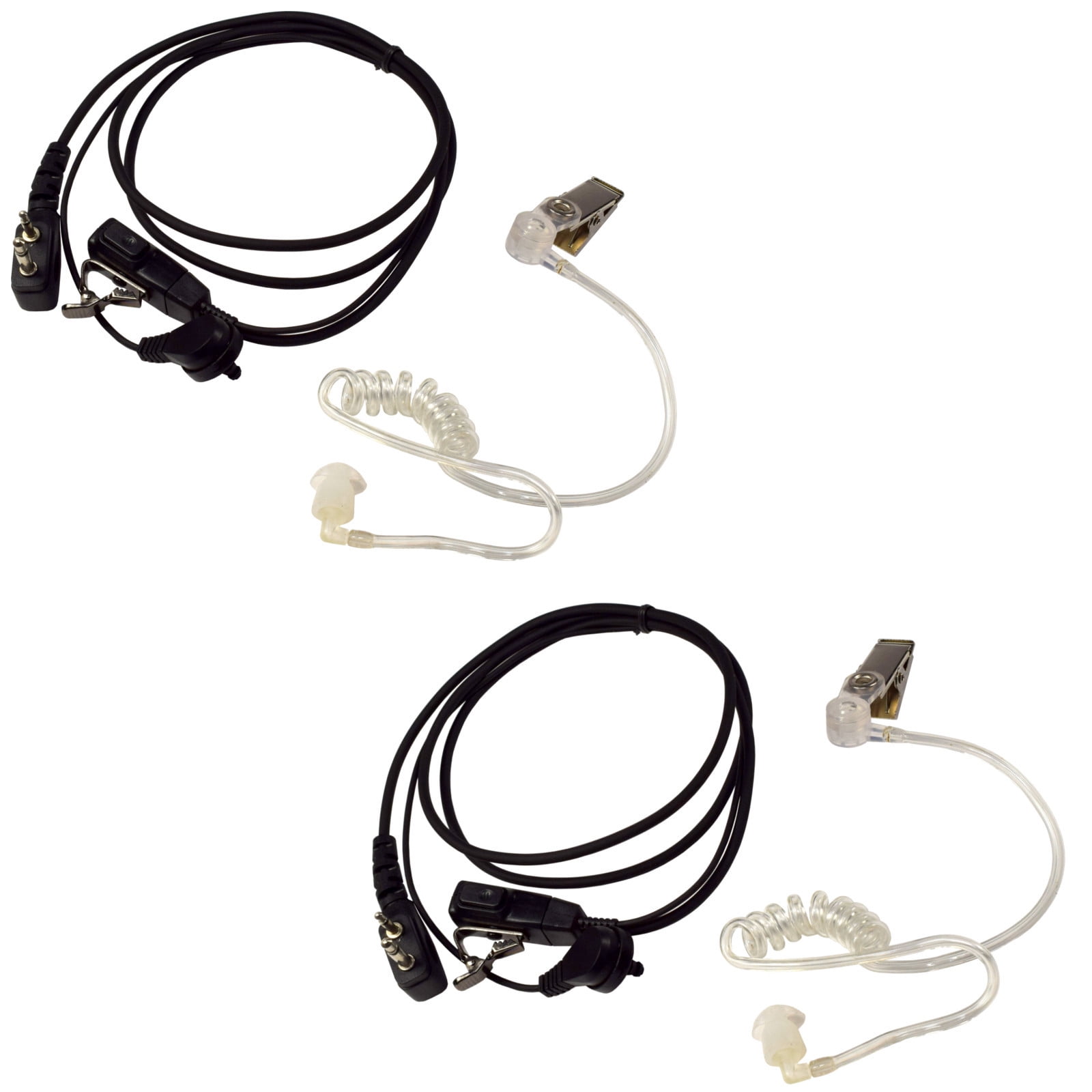HQRP 2-Pack 2 Pin Acoustic Tube Earpiece Headsets Mic for ICOM IC-F44GS ...