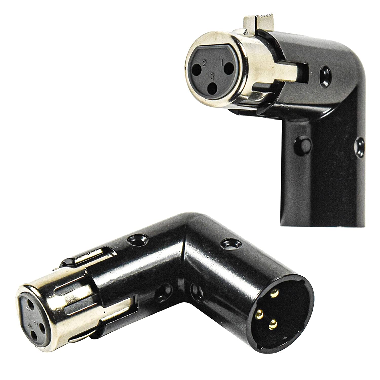 HQRP 2-Pack 3-Pin XLR Angle Adapter Dual Male & Female with 4 ...