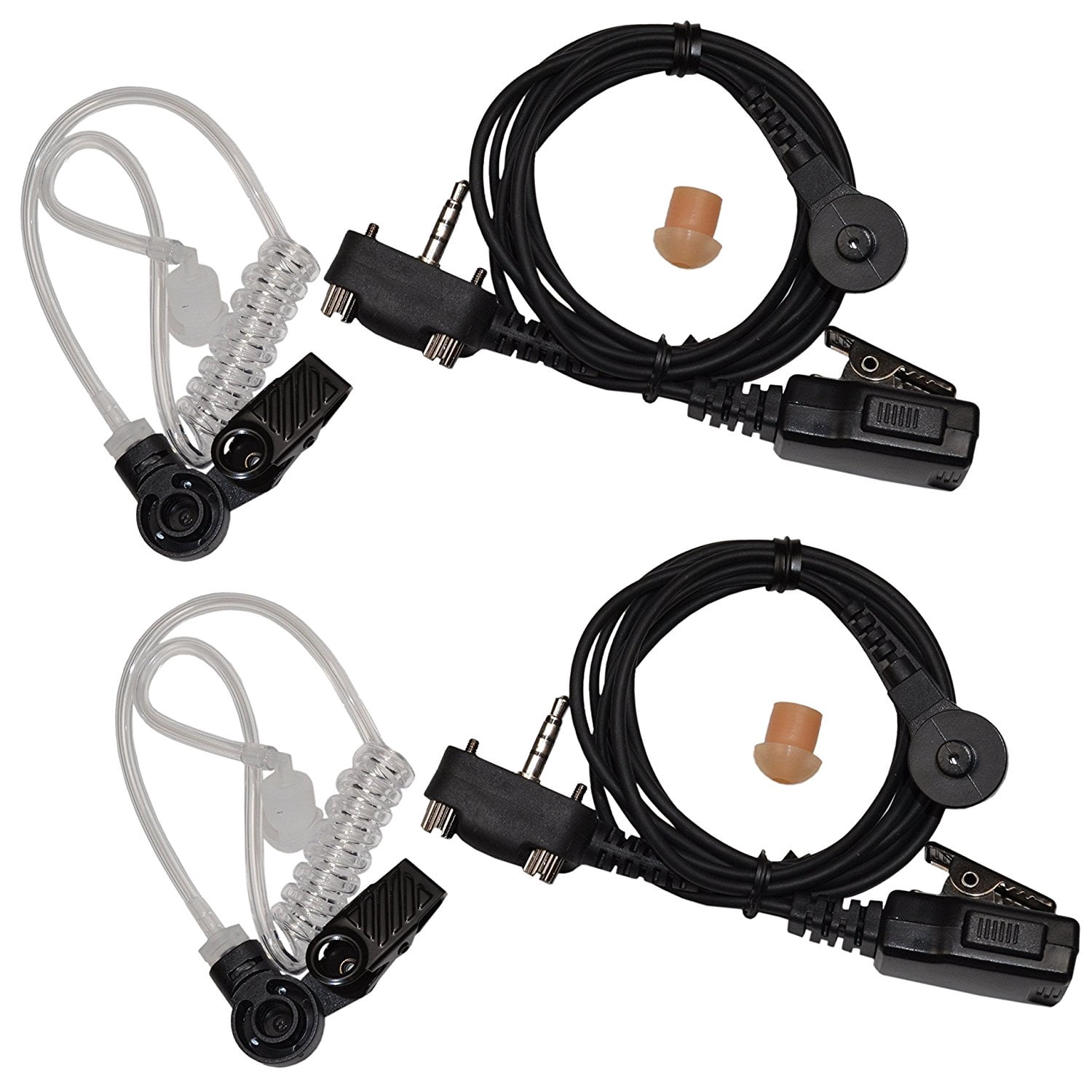 HQRP 2-Pack Acoustic Tube Earpiece Headset PTT Mic for Vertex Standard ...