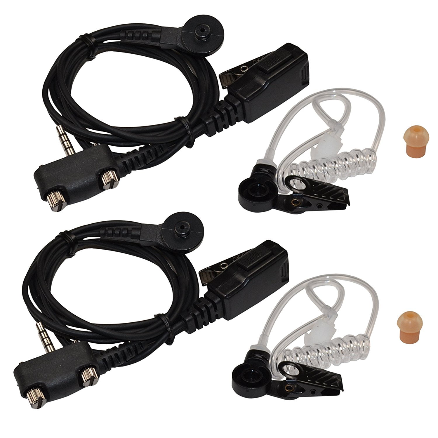 HQRP 2-Pack Acoustic Tube Earpiece Headset PTT Mic for Vertex Standard ...