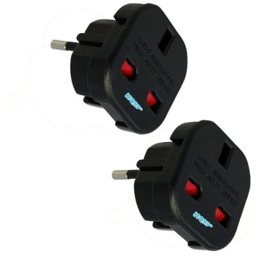 HQRP 2-Pack Adaptor 3 Pin United Kingdom into 2 Pin European Travel ...