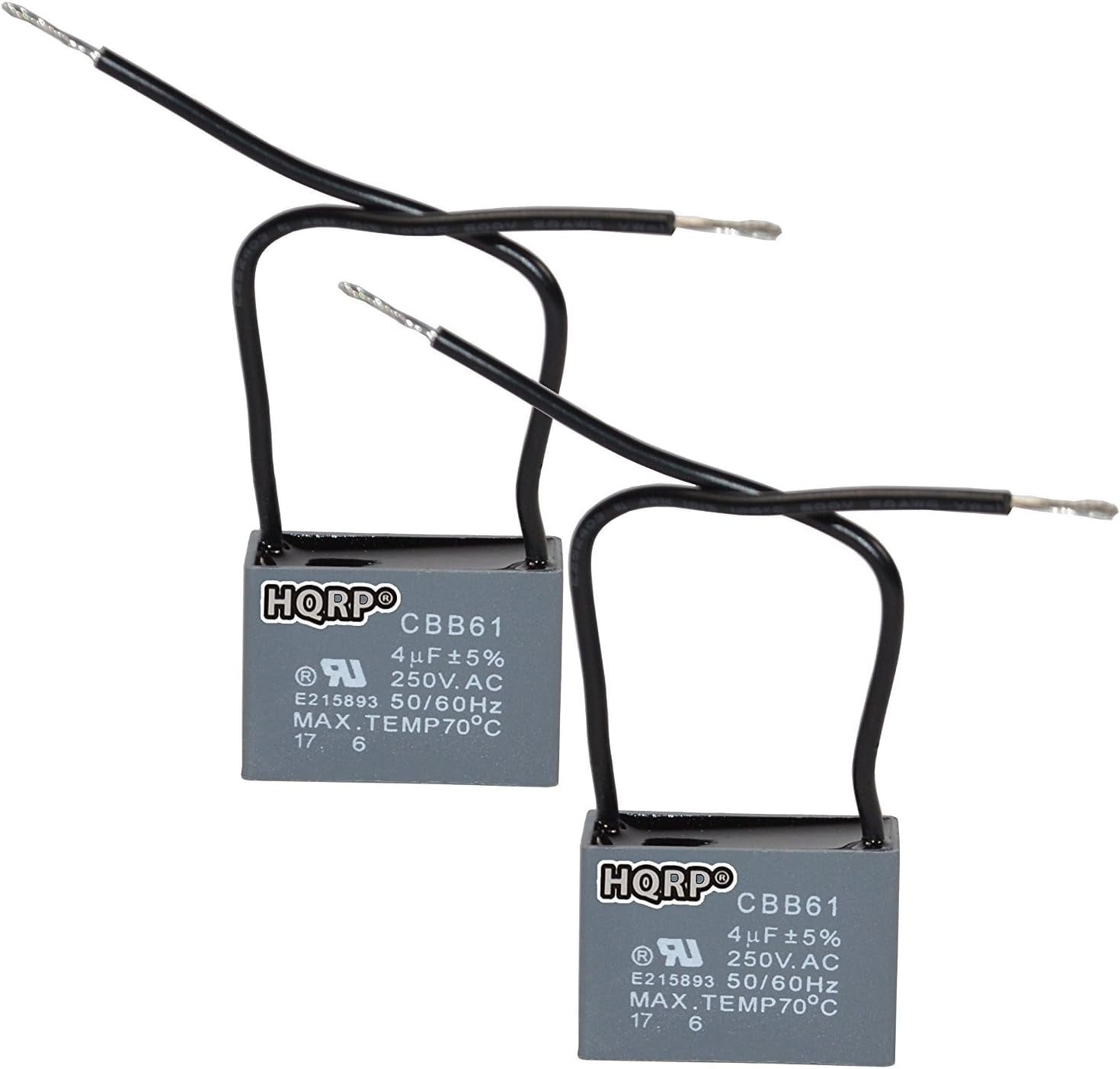 HQRP 2-Pack Ceiling Fan Capacitor CBB61 4uf 2-Wire - Walmart.com