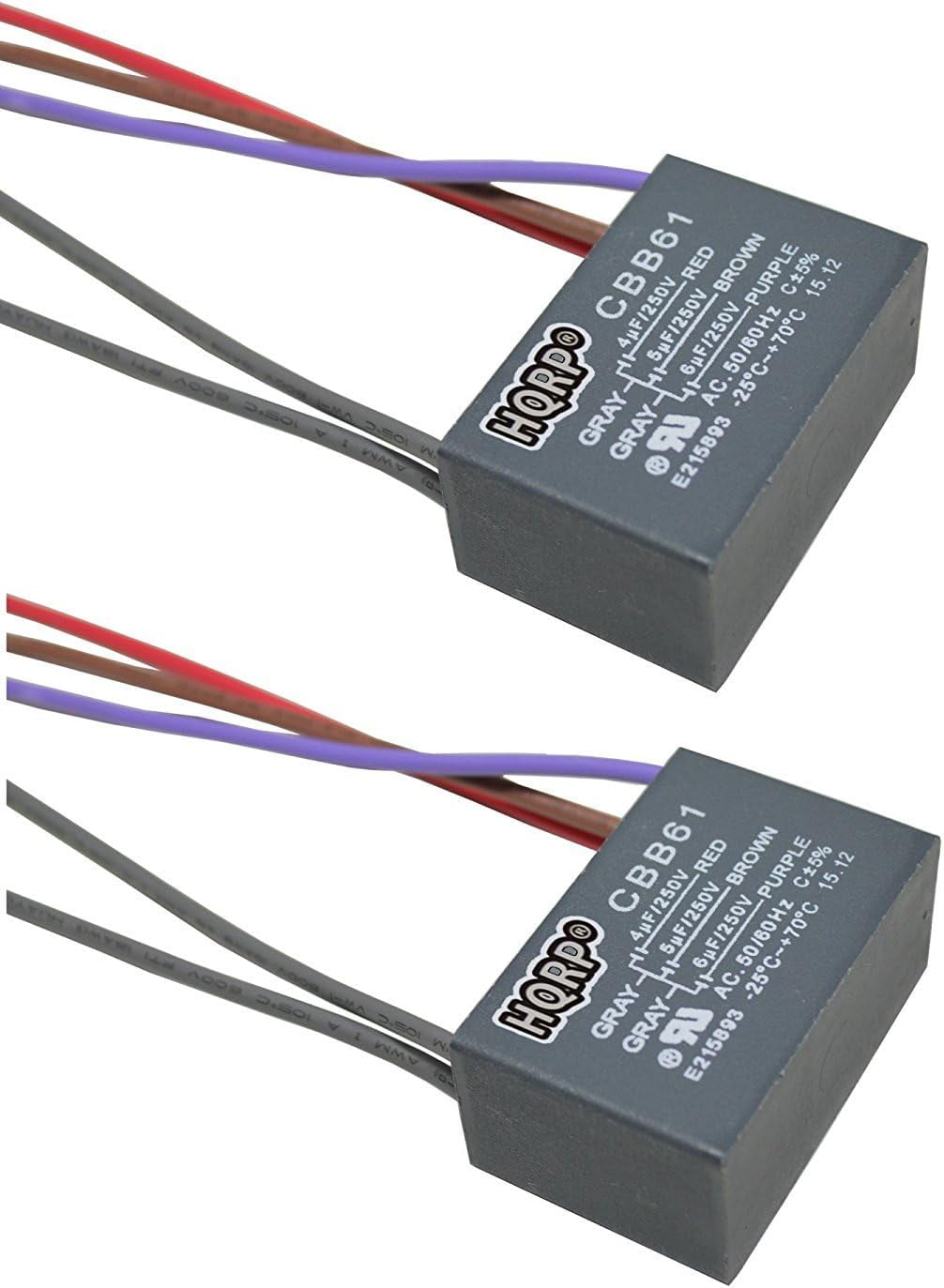 HQRP 2-Pack Replacement Ceiling Fan Capacitor CBB61 4uf+5uf+6uf 5-Wire ...
