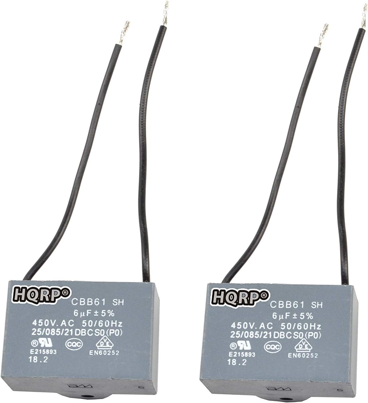 HQRP 2-Pack Ceiling Fan Capacitor CBB61 6uf 2-Wire - Walmart.com