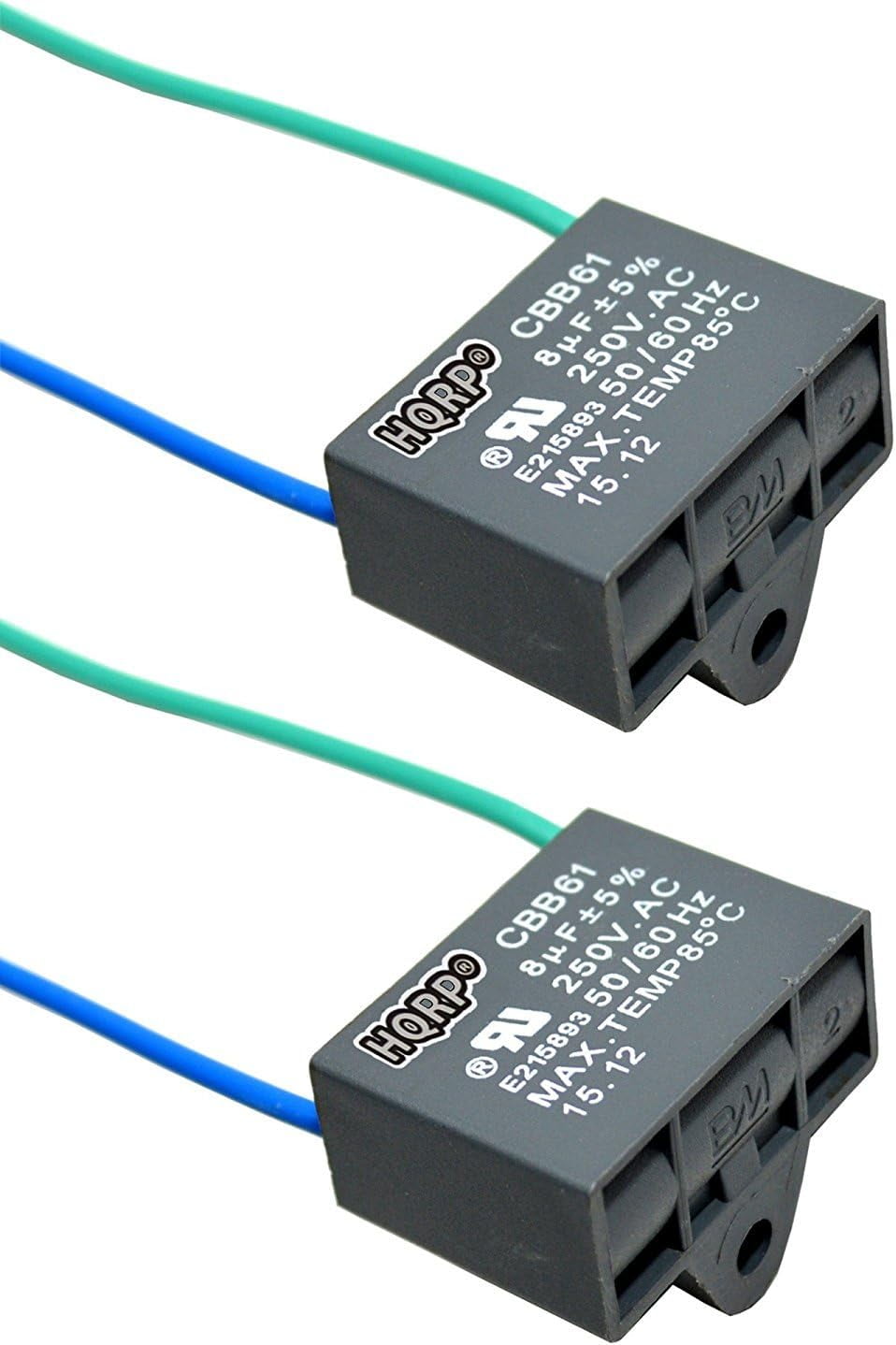 HQRP 2-Pack Ceiling Fan Capacitor CBB61 8uf 2-Wire - Walmart.com