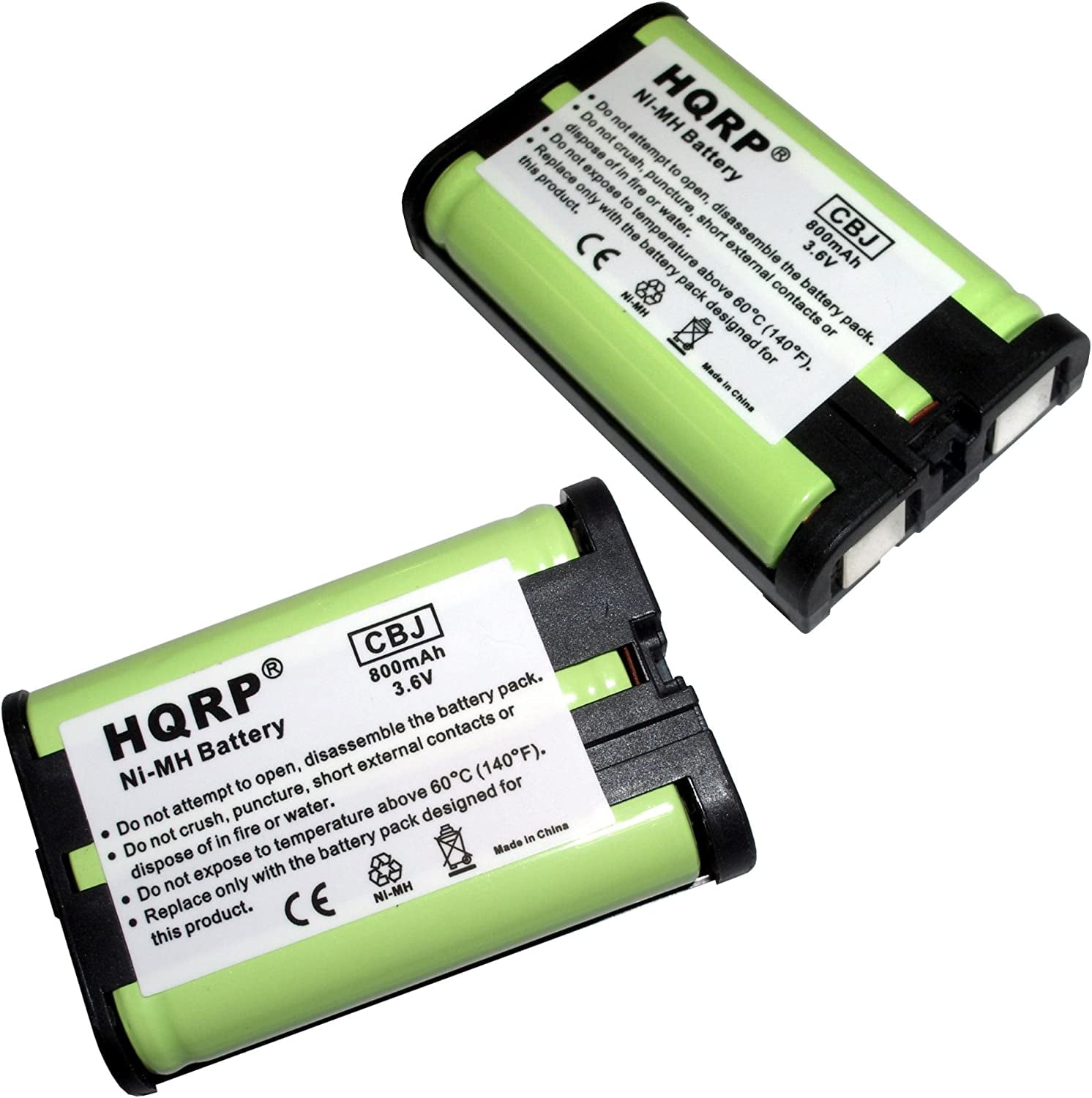 HQRP 2-Pack Cordless Phone Battery for Panasonic KX-6053 / KX-6054 / KX ...