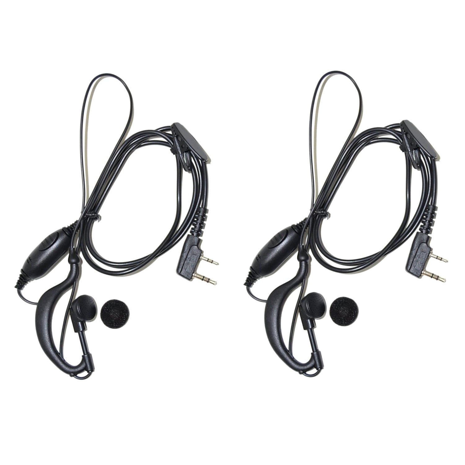 HQRP 2-Pack G Shape 2 Pin Earpiece Headsets PTT Mic for Baofeng UV-5R ...