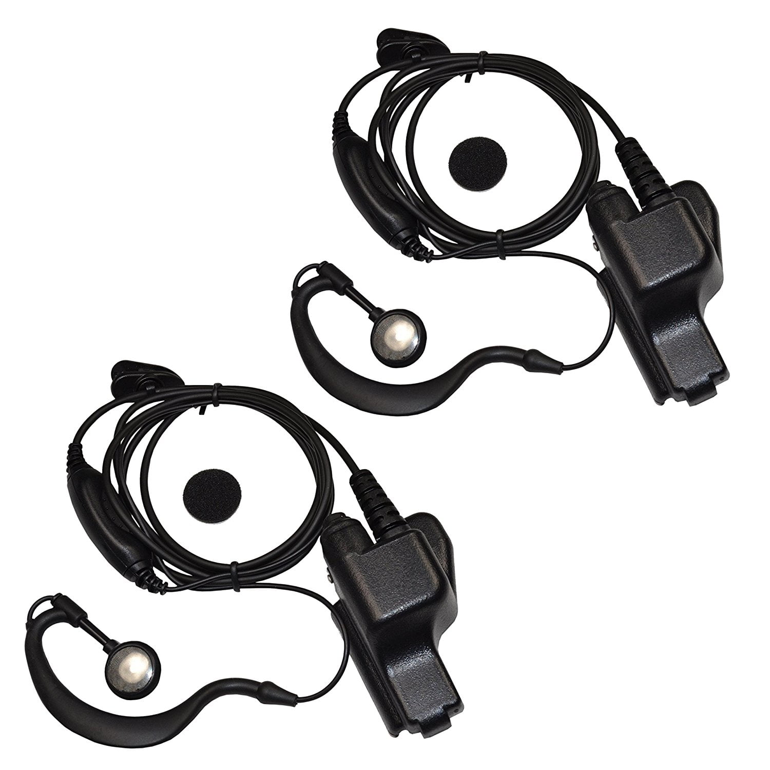 HQRP 2-Pack G Shape Earpiece Headset PTT Mic for EFJohnson 51SL, 5000 ...