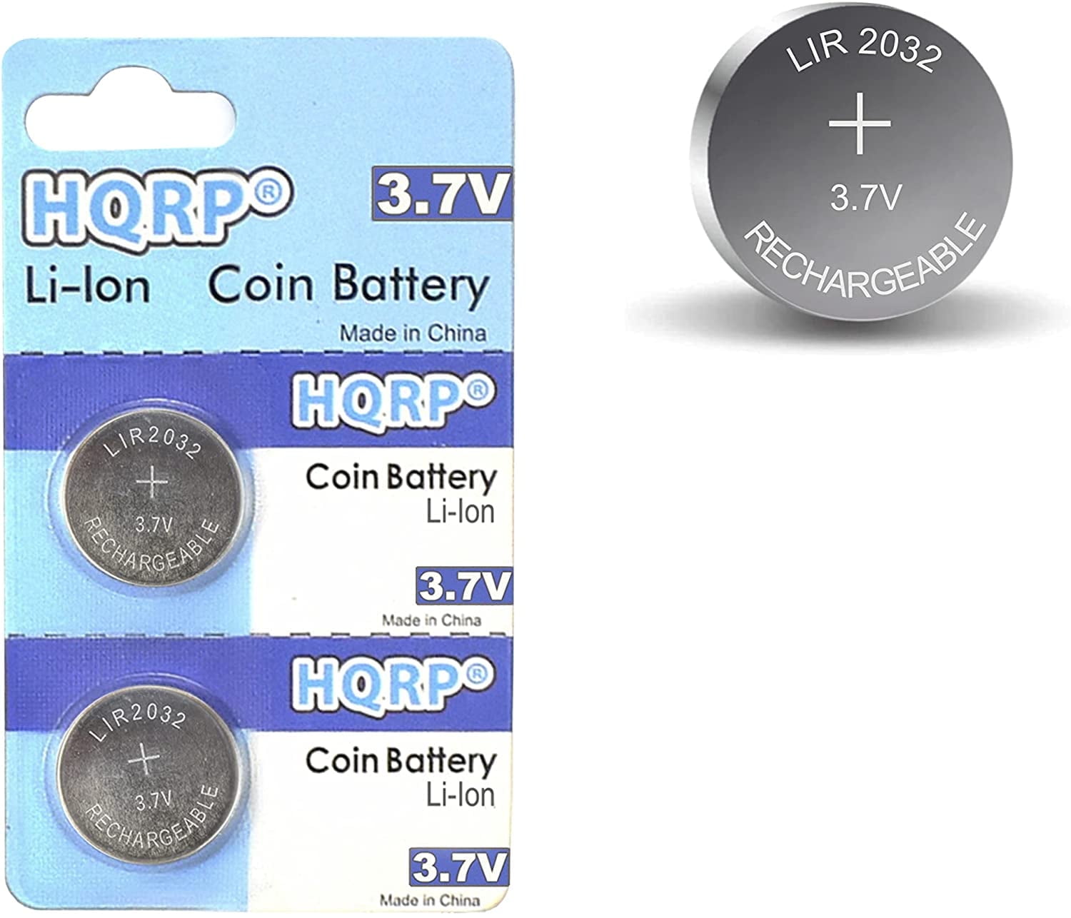 HQRP 2-Pack LIR2032 LIR2032H 3.7-Volt Lithium-Ion Rechargeable Coin ...