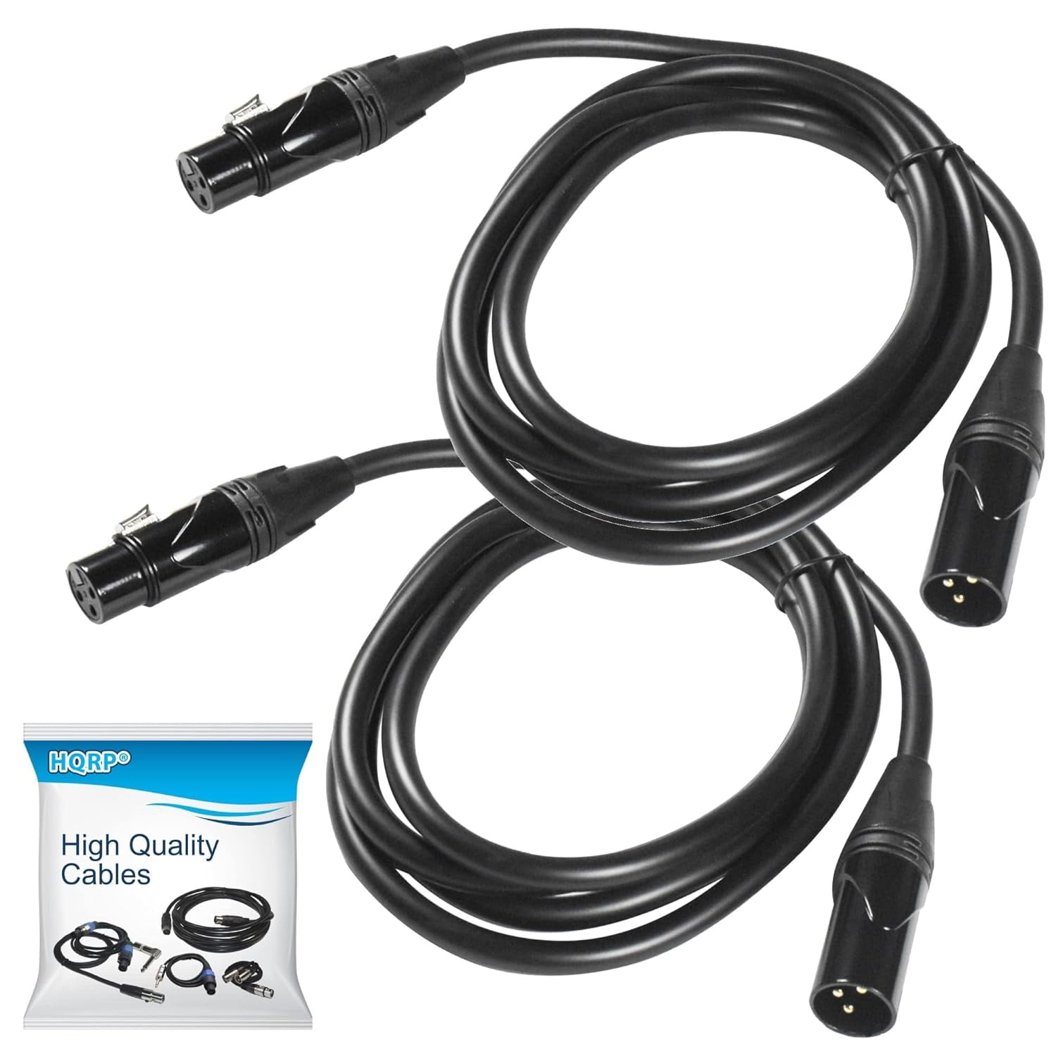 HQRP 2-Pack XLR to XLR Cable 6 Feet, 3-Pin XLR Male to 3-Pin XLR Female ...