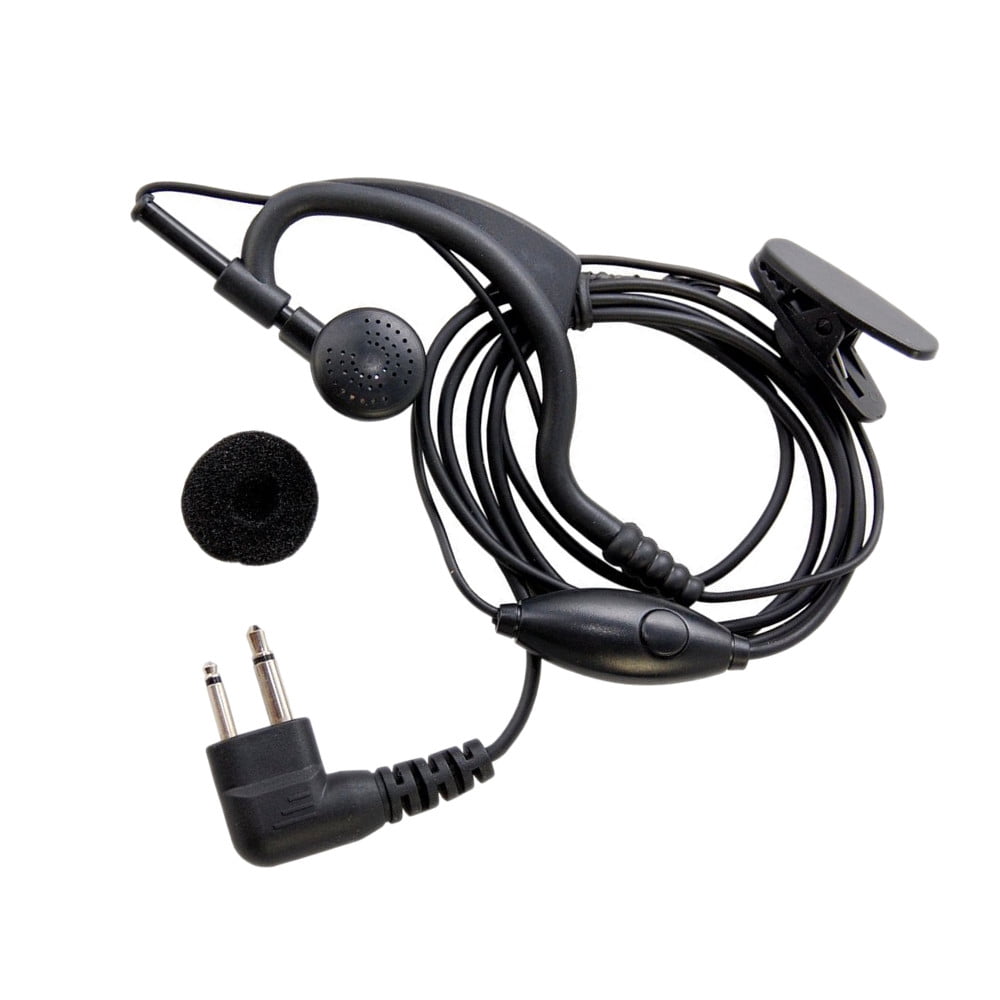 HQRP 2-Pin External Ear Loop Hands Free with Push-to-Talk Microphone ...