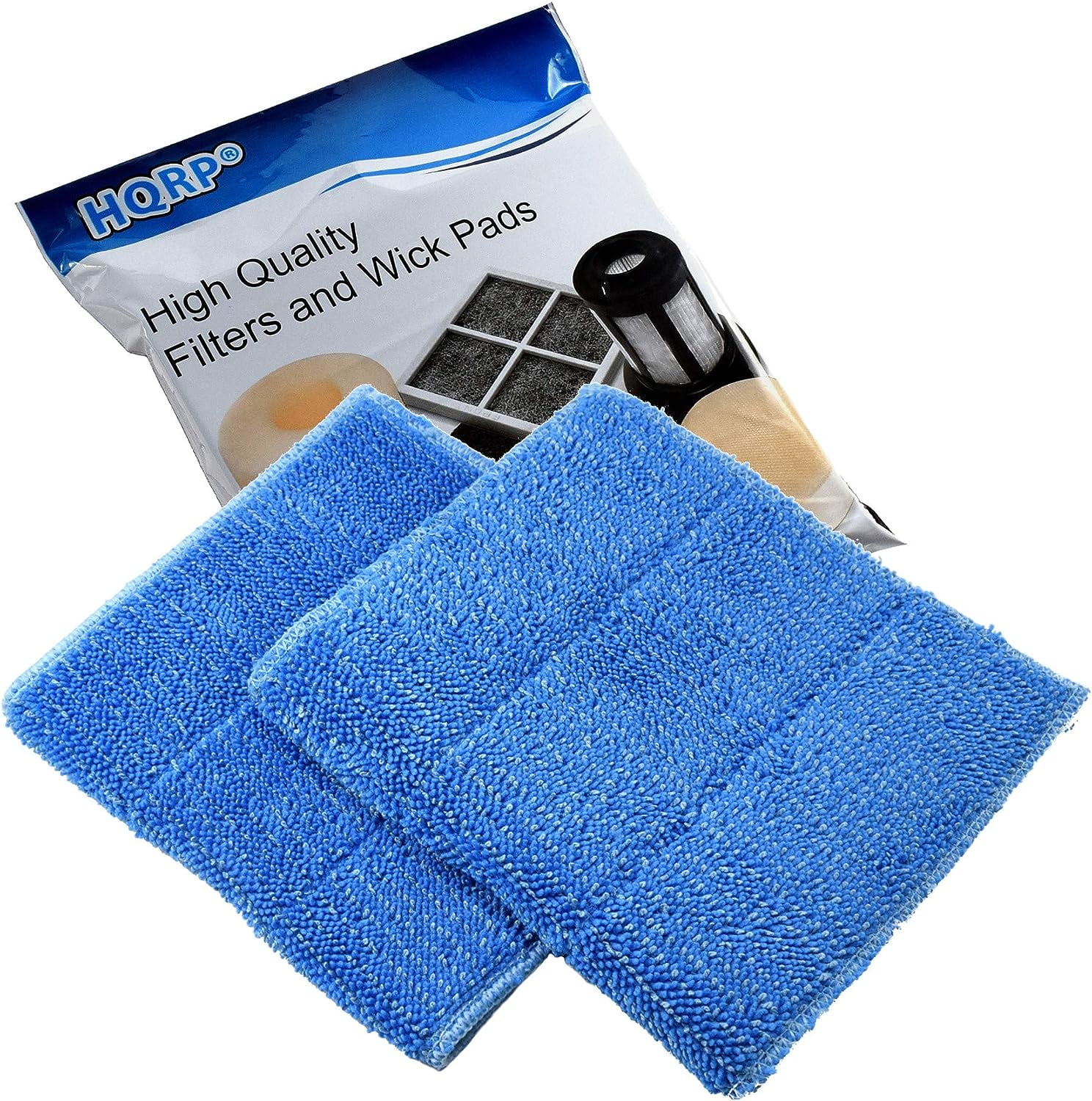 HQRP 2-pack Washable MicroFiber Blue Steam Mop Pads compatible with ...