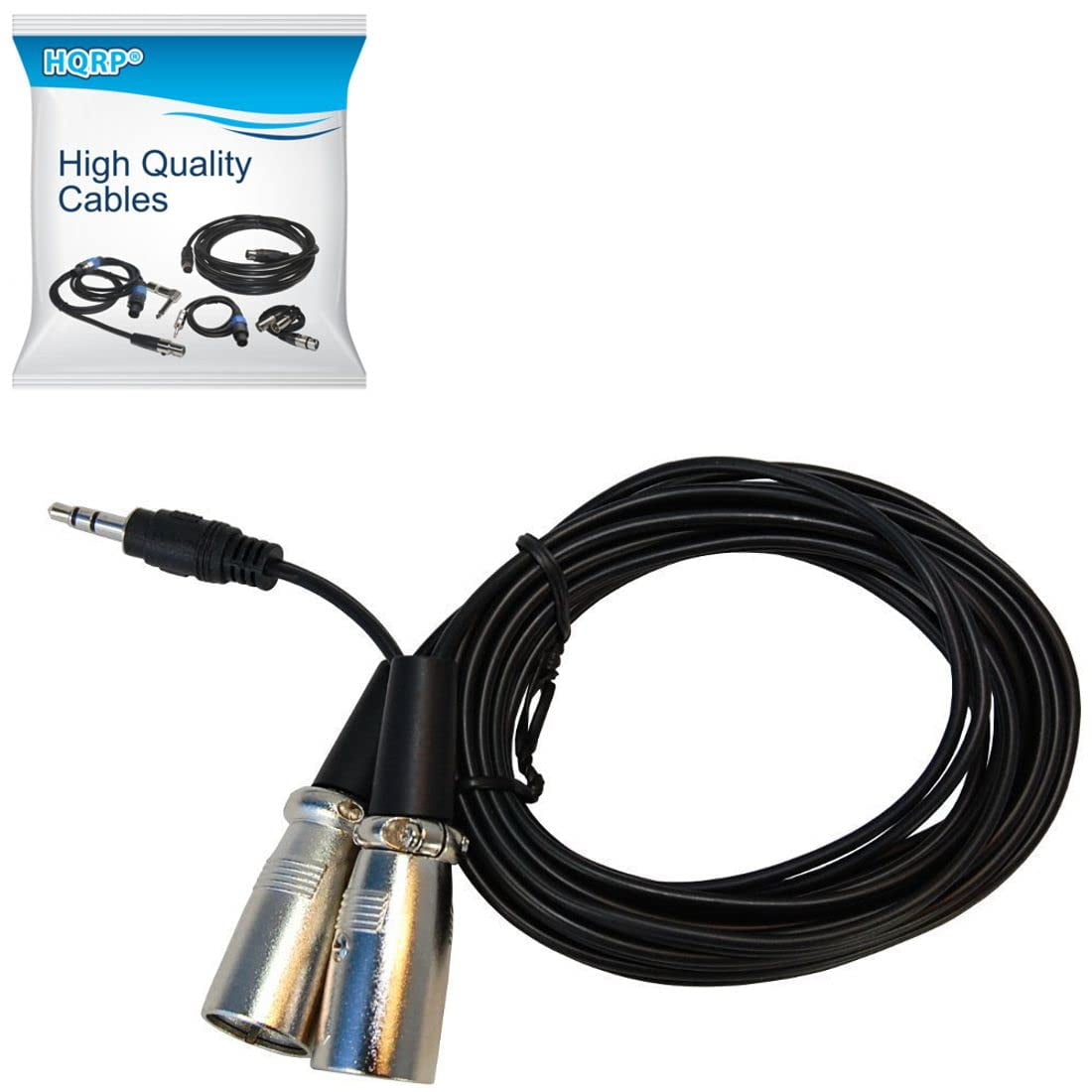 HQRP 3.5mm to Dual Male XLR plugs Cable Cord for Zoom h4n / Shure PG48 ...