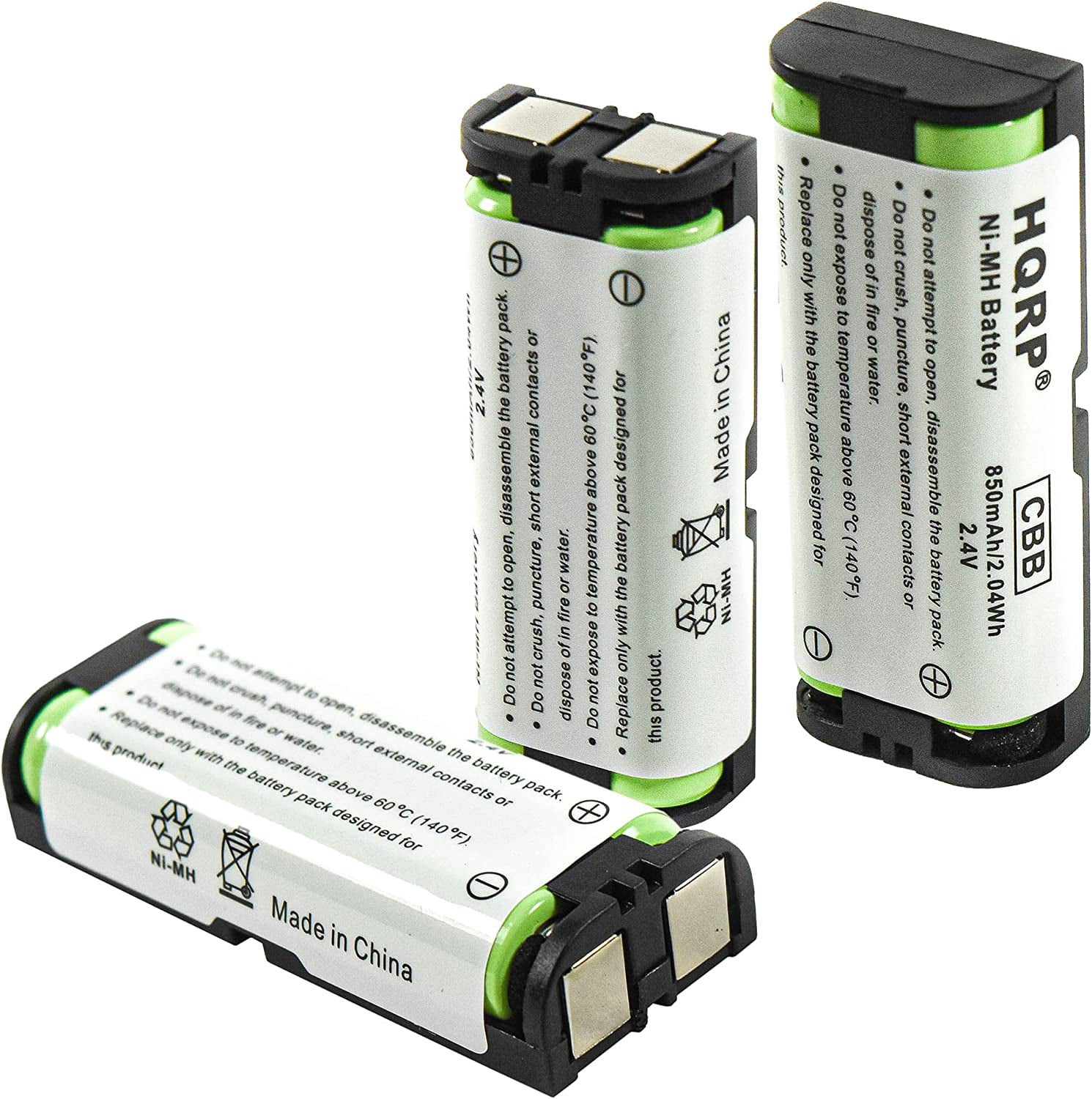 HQRP 3-Pack Battery for Panasonic KX-TG2431W KX-TG2432 KX-TG2432B KX ...