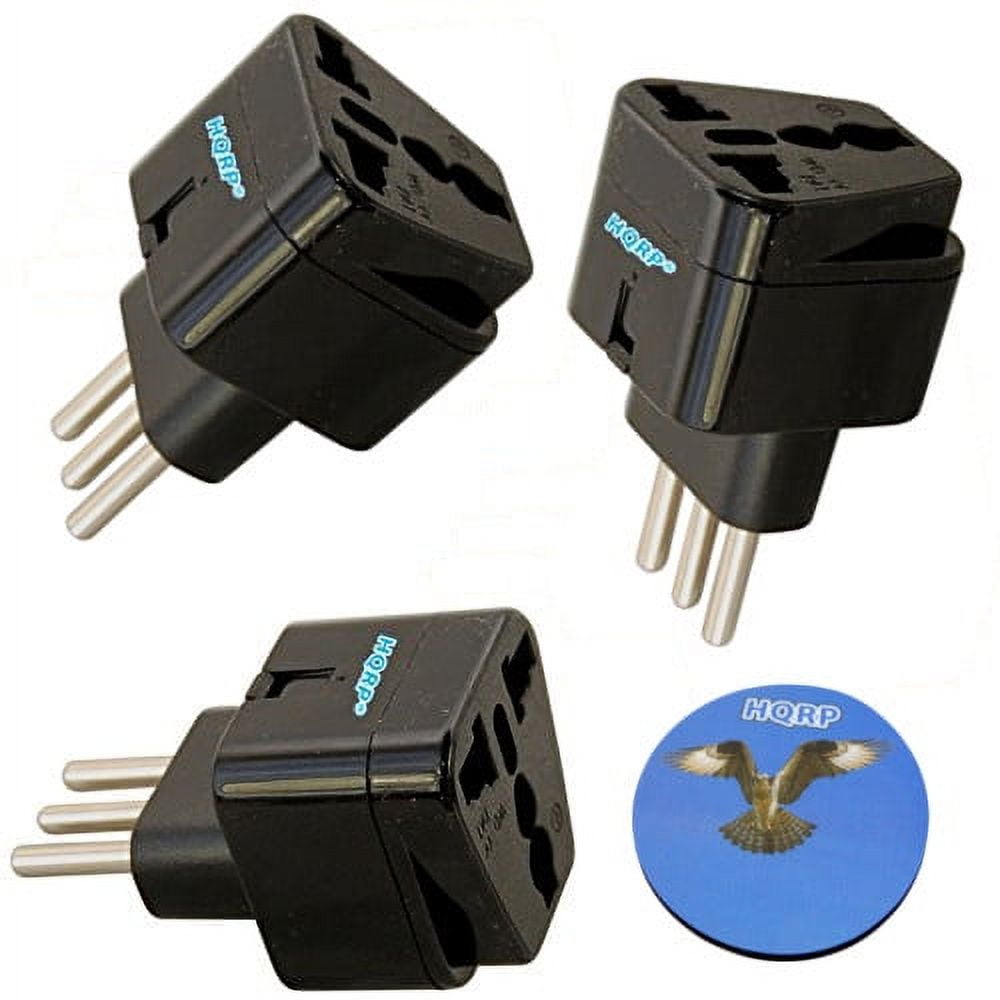 HQRP 3-Pack Black Grounded Universal Travel Plug Adapters for Italy ...