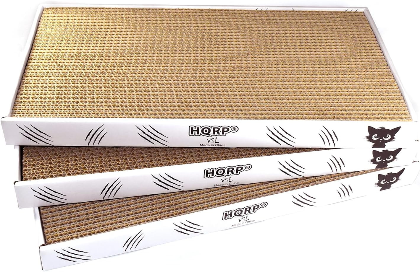 HQRP 3-Pack Large Cat Scratcher Cardboard Cat Scratcher Box, Reversible ...
