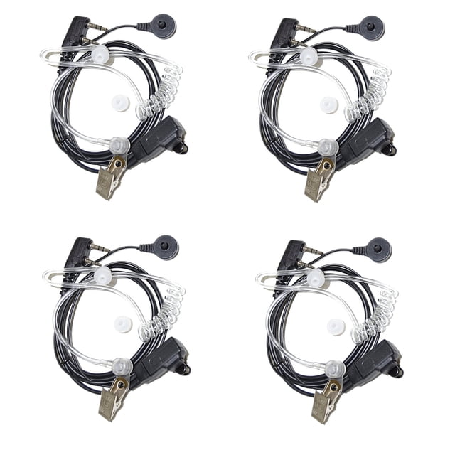 HQRP 4-Pack 2 Pin Acoustic Tube Earpiece Headset Mic for Kenwood TK ...