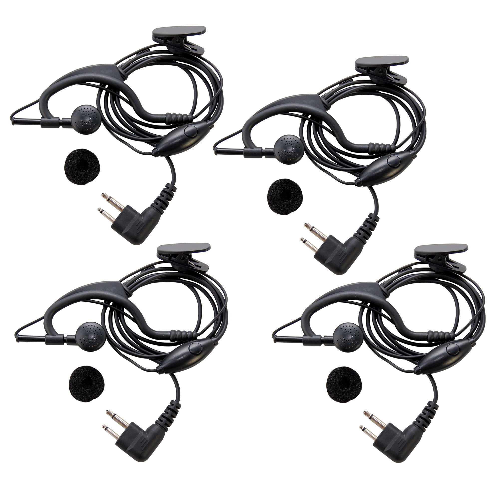 HQRP 4-Pack 2 Pin External Ear Loop Hands Free with Push-to-Talk ...