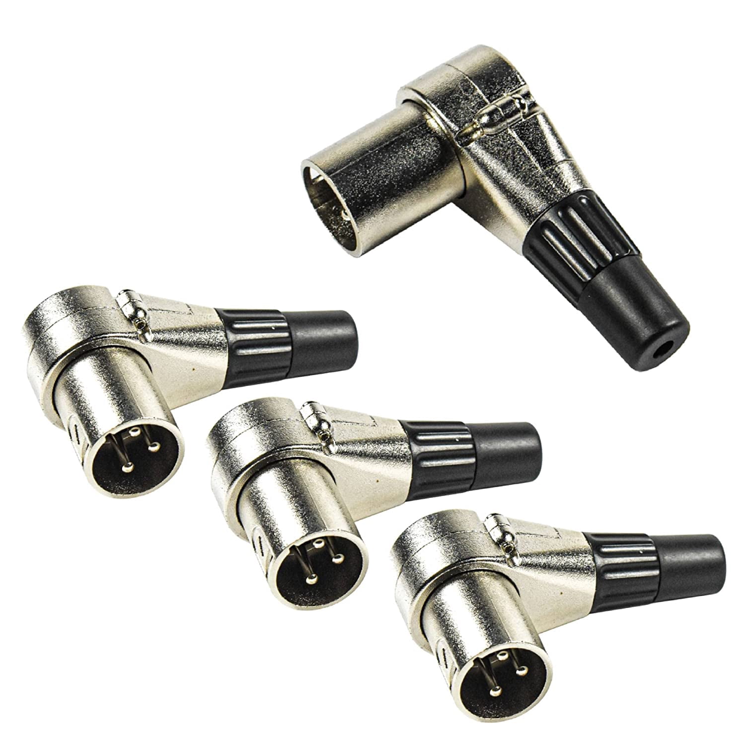 HQRP 4-Pack 3-Pin XLR Adjustable Right Angle Male Connector with 7 ...