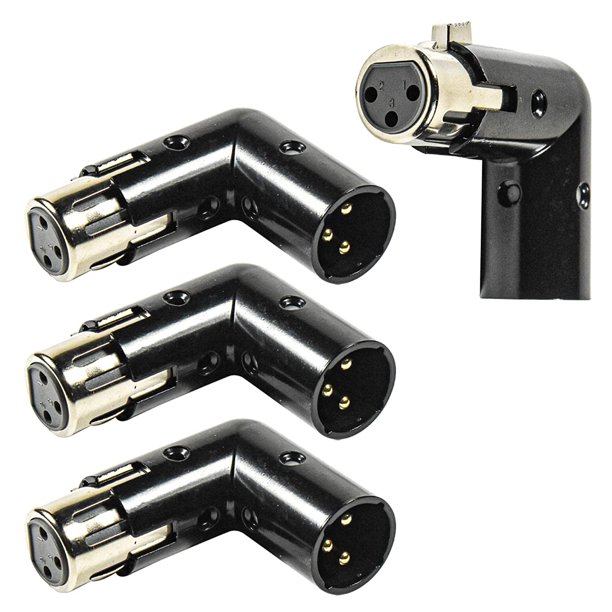 HQRP 4-Pack 3-Pin XLR Angle Adapter Dual Male & Female with 4 Adjustable Angle Positions Right ...