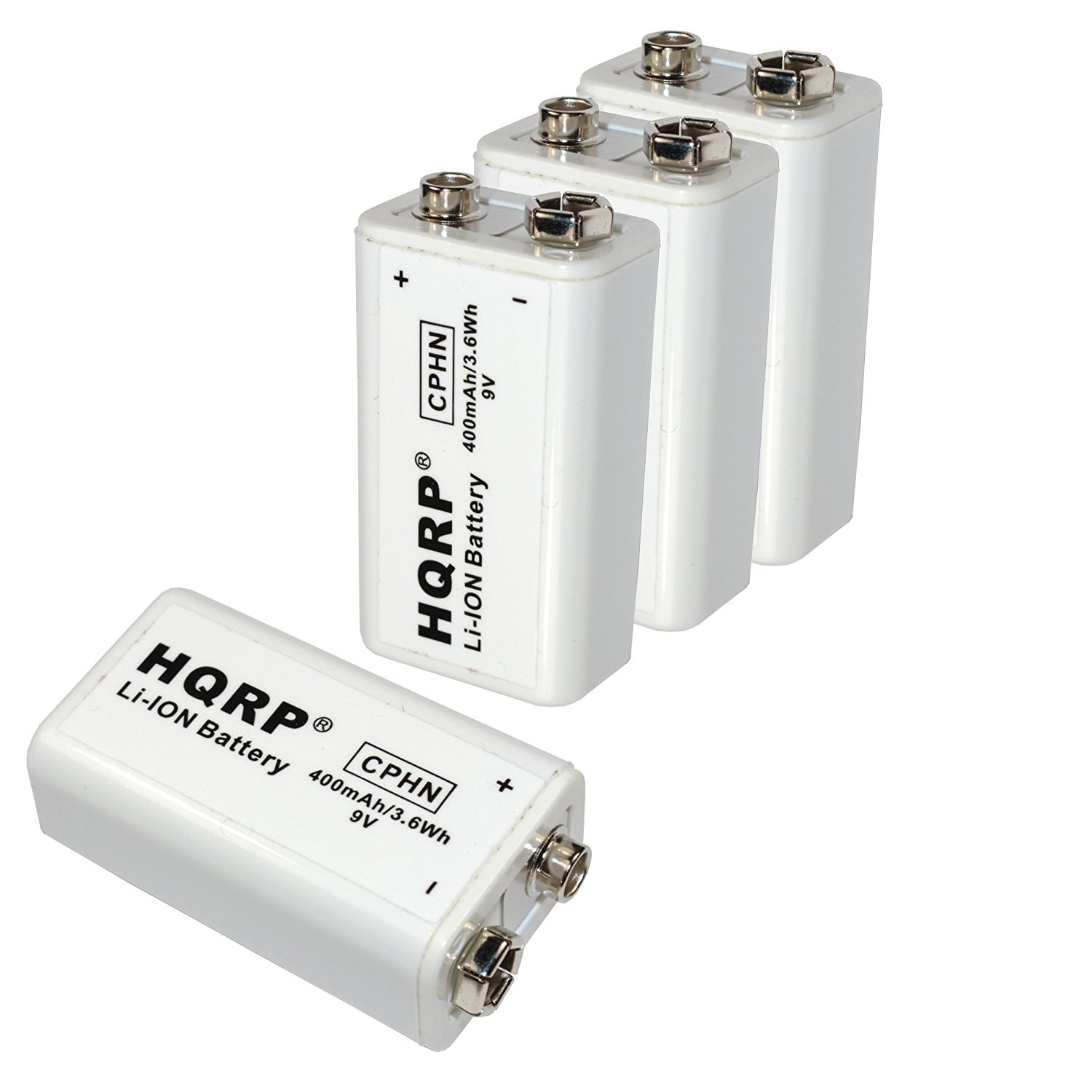 HQRP 4-Pack 9V Advanced Li-ion Battery 9 Volt 400mAh High Capacity Low ...