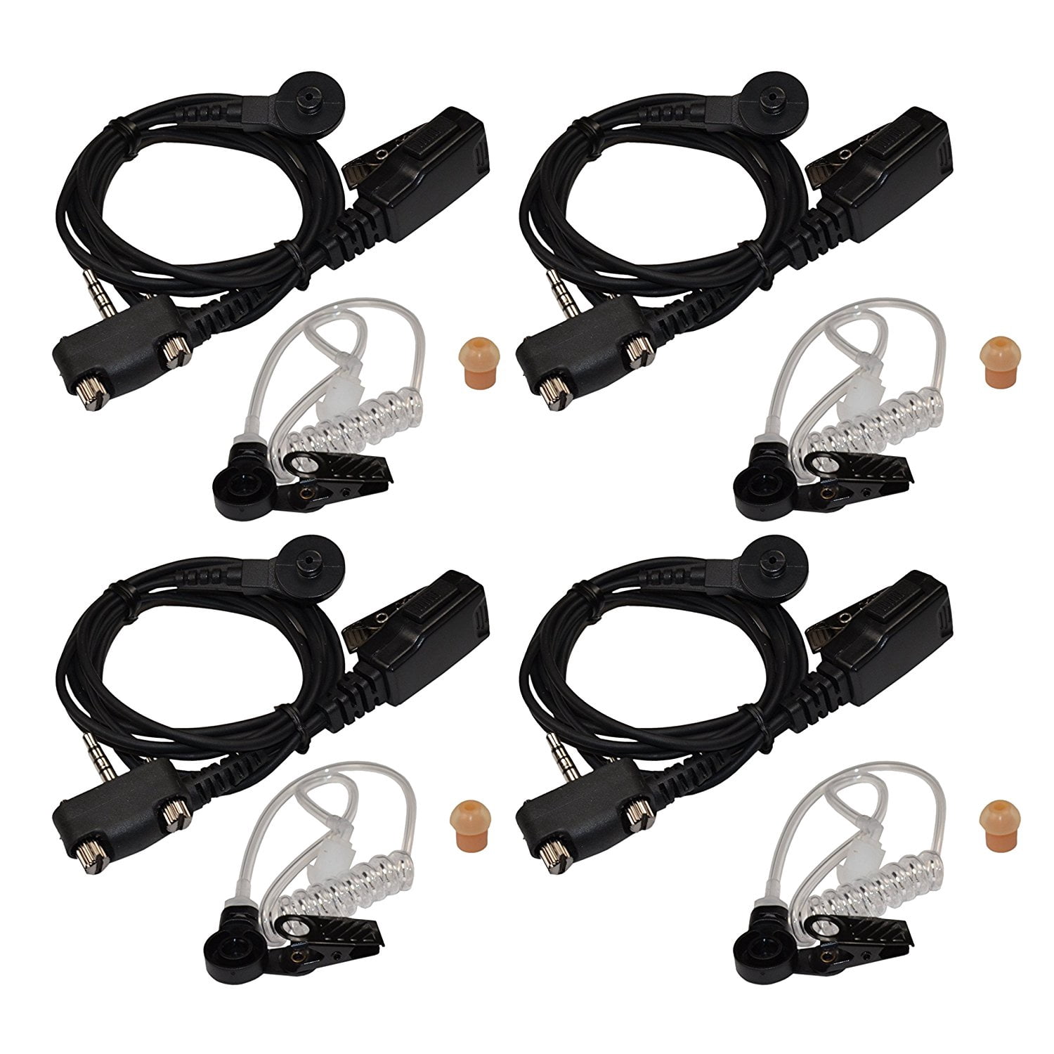 HQRP 4-Pack Acoustic Tube Earpiece Headset PTT Mic for Vertex Standard ...
