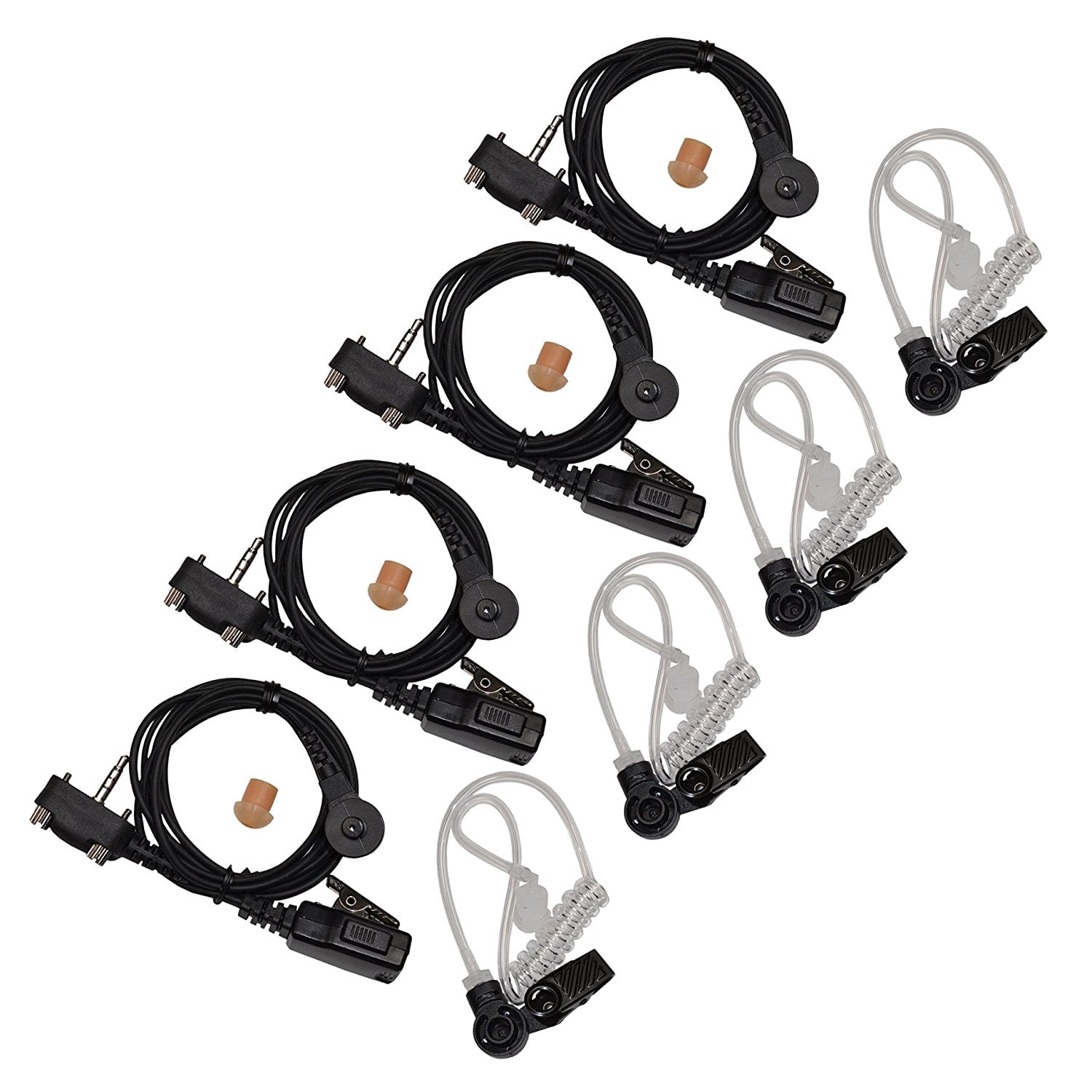 HQRP 4-Pack Acoustic Tube Earpiece Headset PTT Mic for Vertex Standard ...
