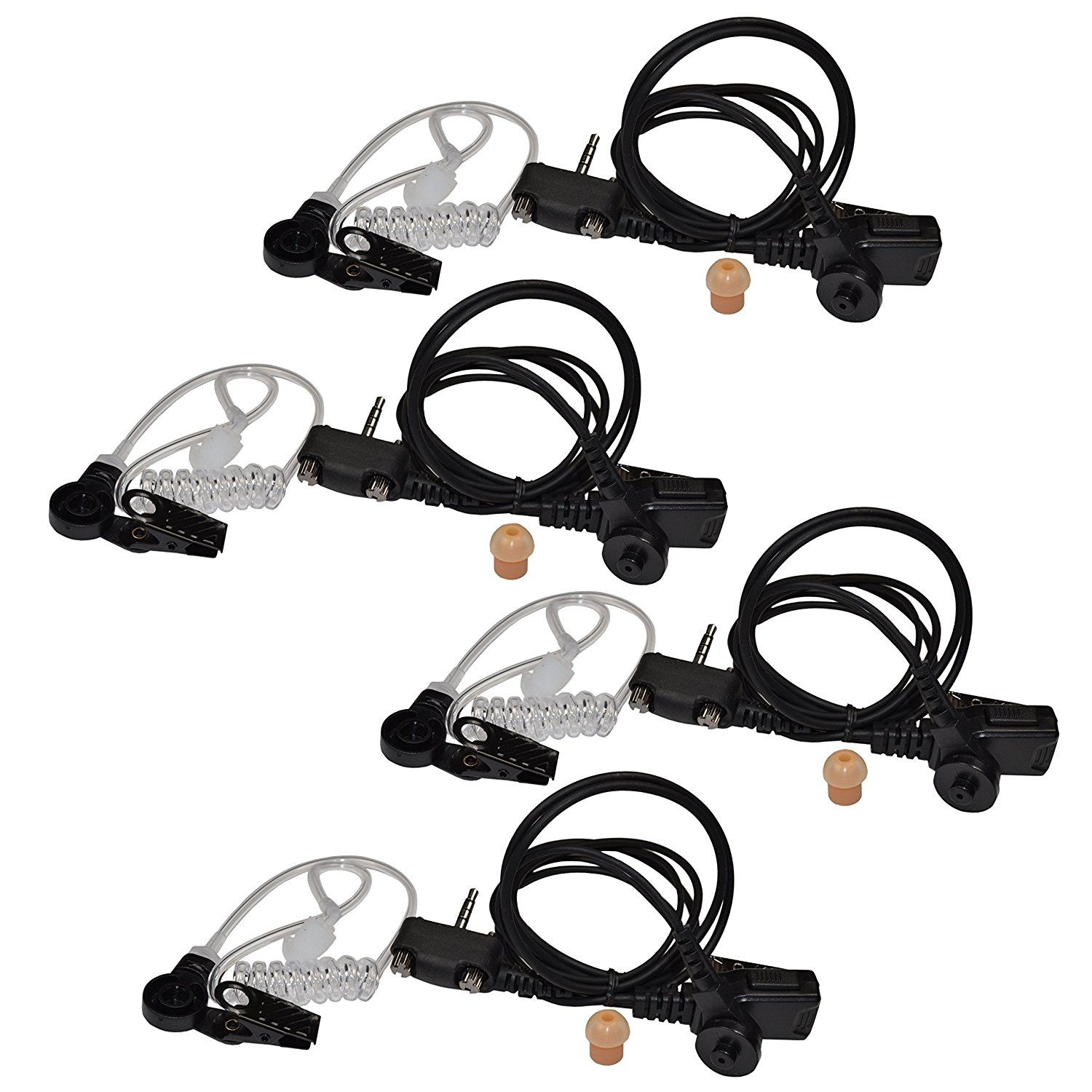 HQRP 4-Pack Acoustic Tube Earpiece Headset PTT Mic for Vertex Standard ...