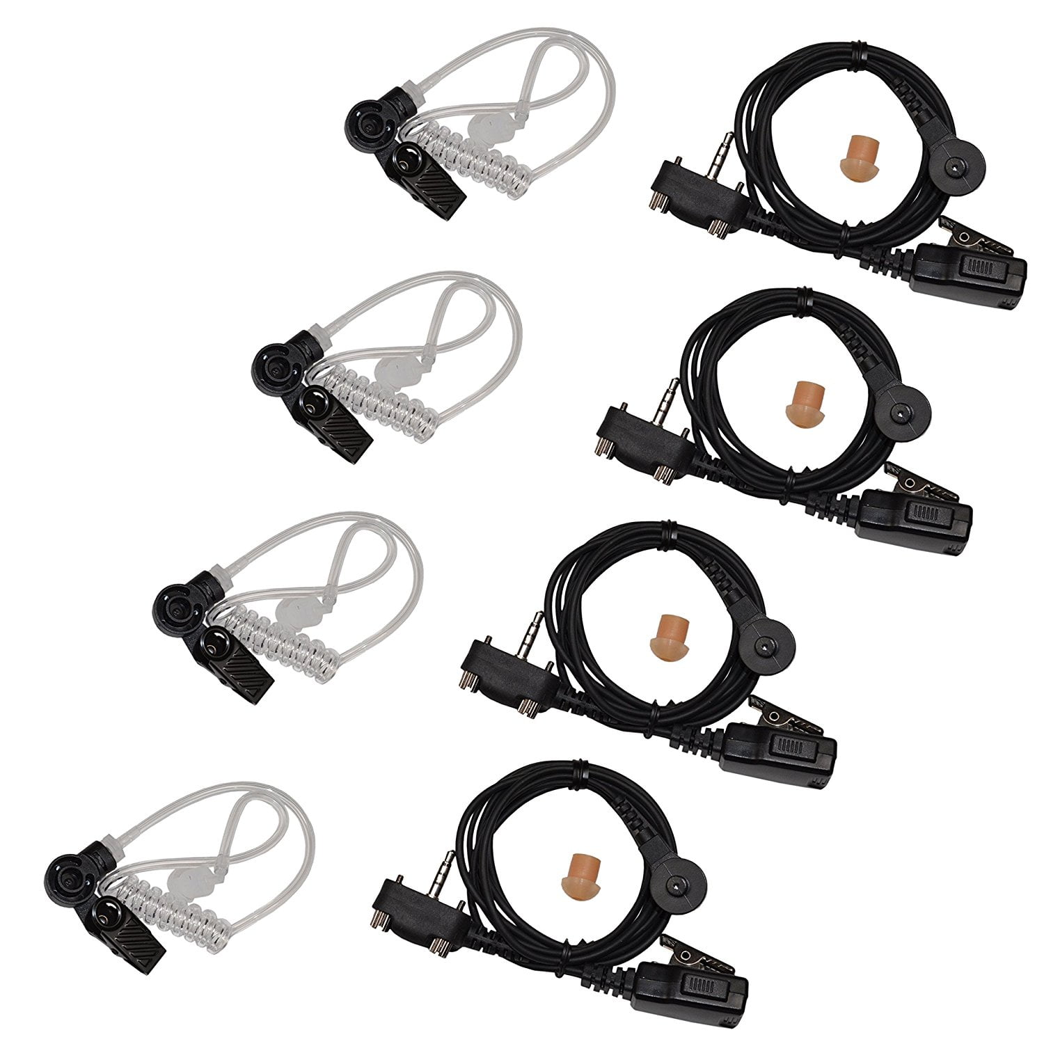 HQRP 4-Pack Acoustic Tube Earpiece Headset PTT Mic for Vertex Standard ...