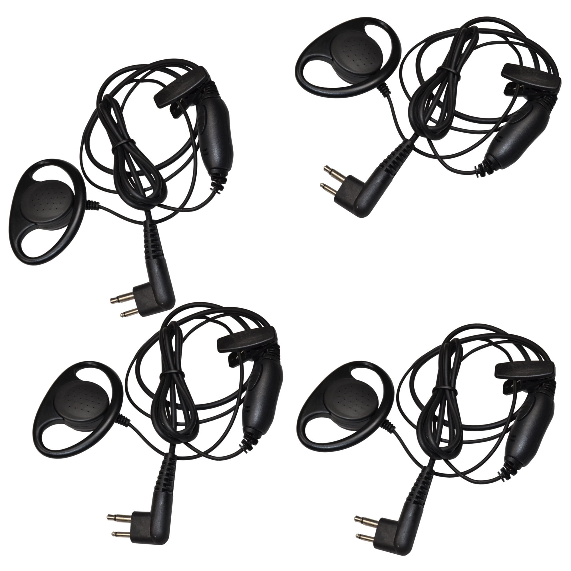 HQRP 4-Pack D Shape Earpiece Headset PTT Mic for Bearcom Radio Devices BC10 / BC20 / BC90 / BC95 ...