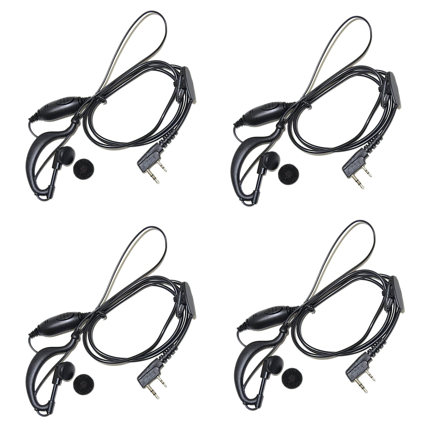 HQRP 4-Pack G Shape 2 Pin Earpiece Headset PTT Mic for Kenwood TK-3360 ...