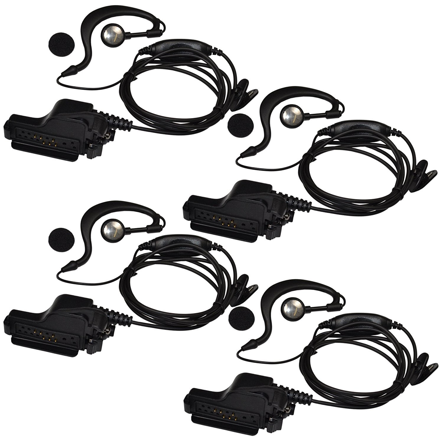 HQRP 4-Pack G Shape Earpiece Headset PTT Mic for Motorola JT1000 ...
