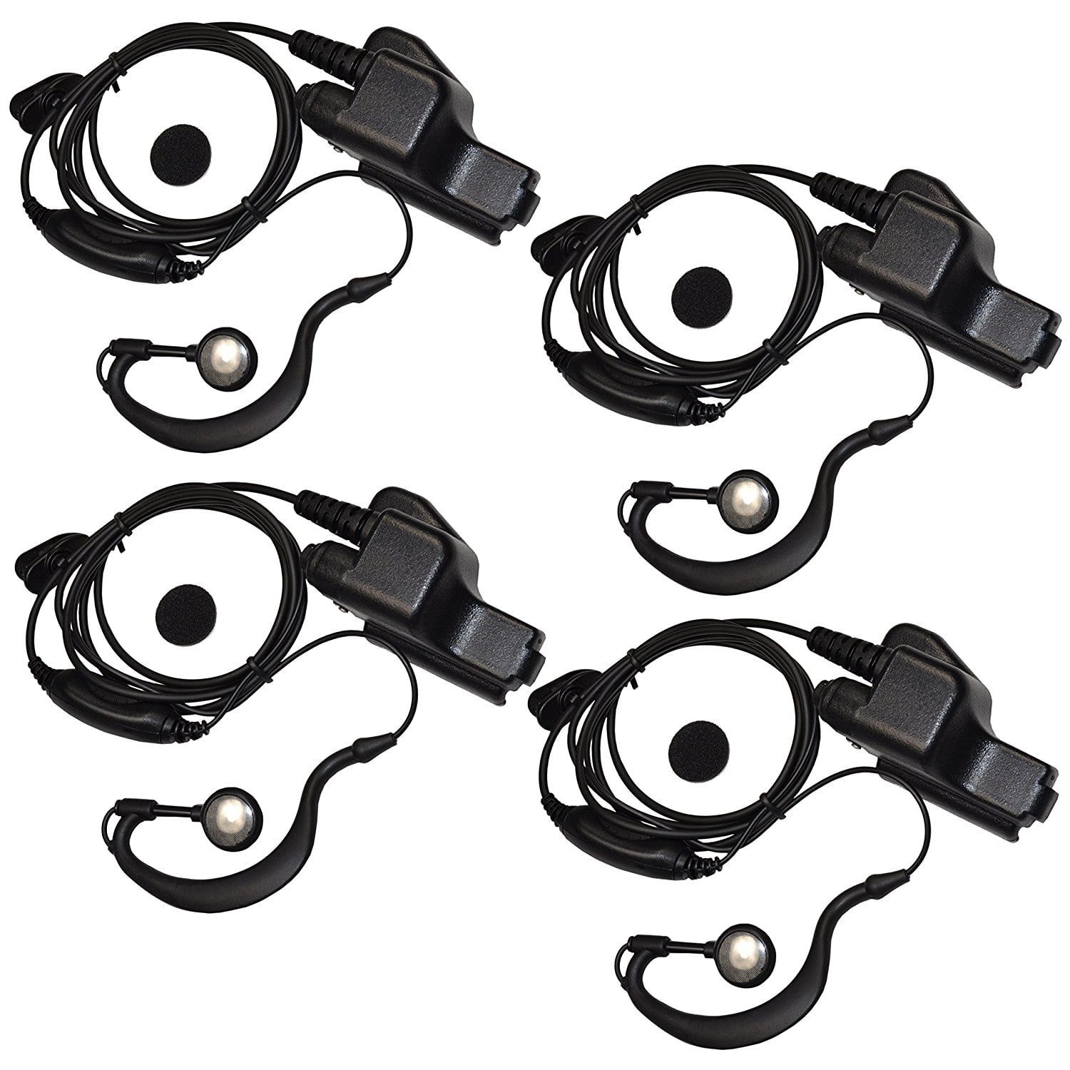 HQRP 4-Pack G Shape Earpiece Headset PTT Mic for Motorola MTS2000 ...
